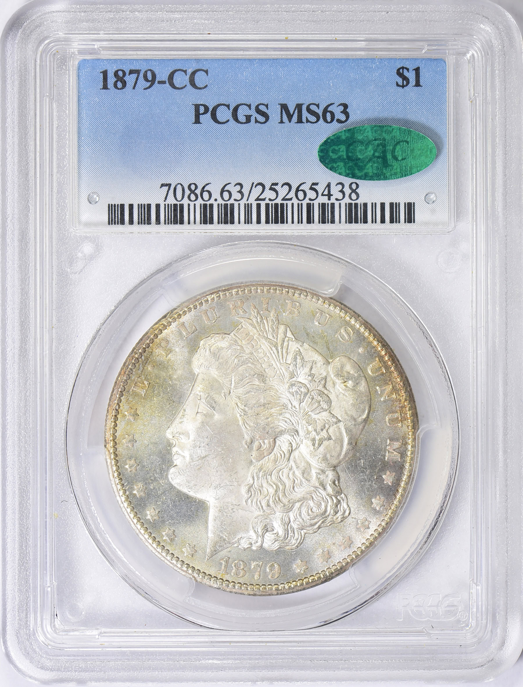 1879-CC Morgan Silver Dollar PCGS MS-63 (CAC Green) (Toned) (Item 1587185) | GreatCollections ...