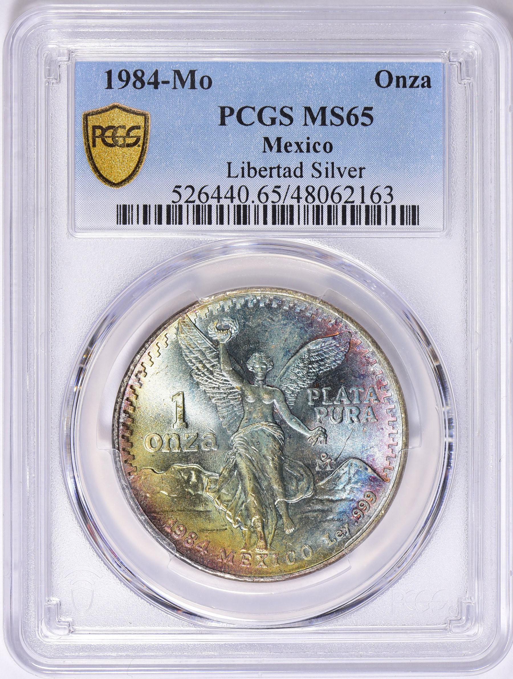 Mexico 1984-Mo Silver Onza Libertad KM-489 PCGS MS-65 (Toned) (Item 1587753) | GreatCollections ...