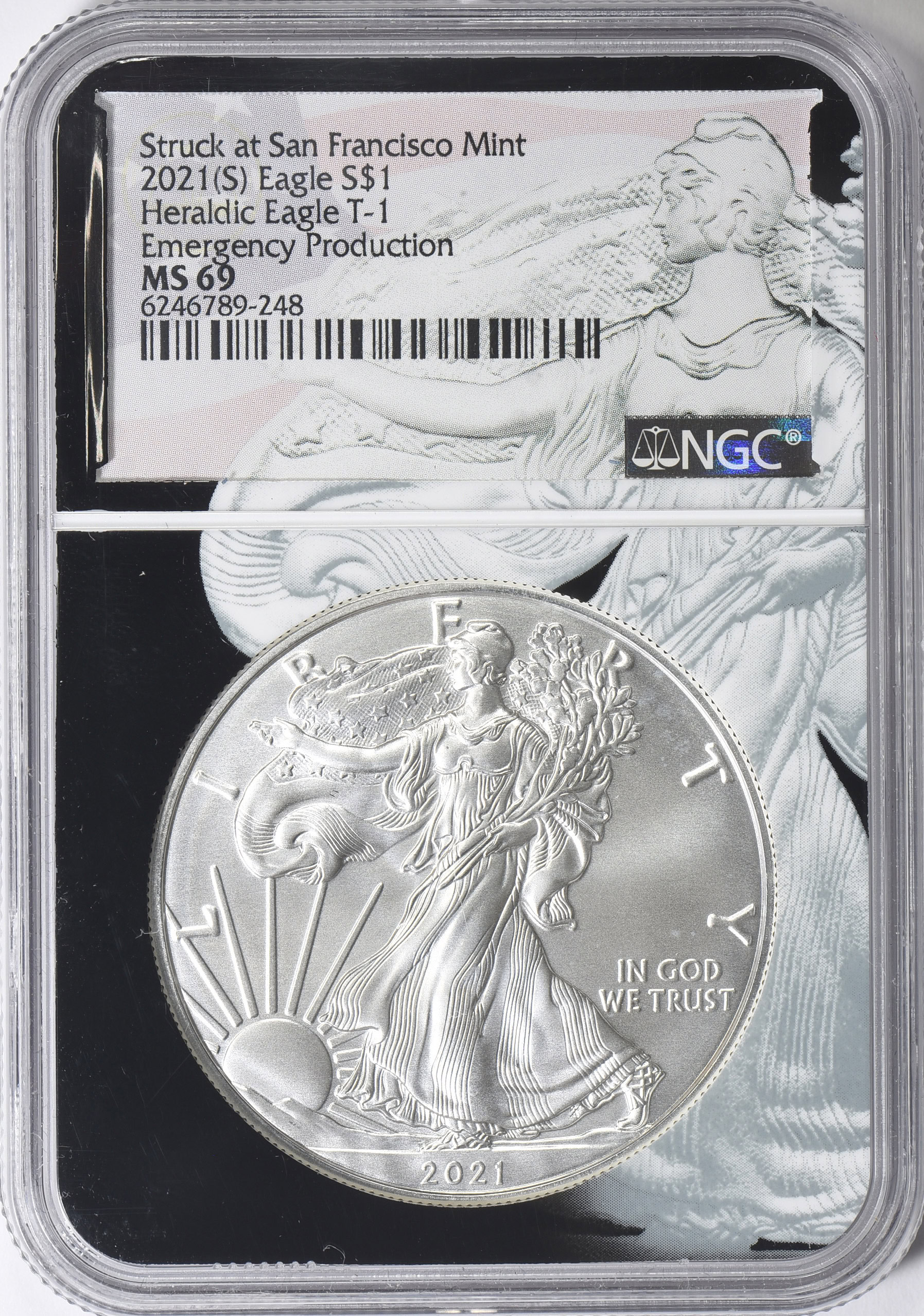 2021-(S) $1 Silver Eagle Type 1 Emergency Issue Struck at San Francisco ...