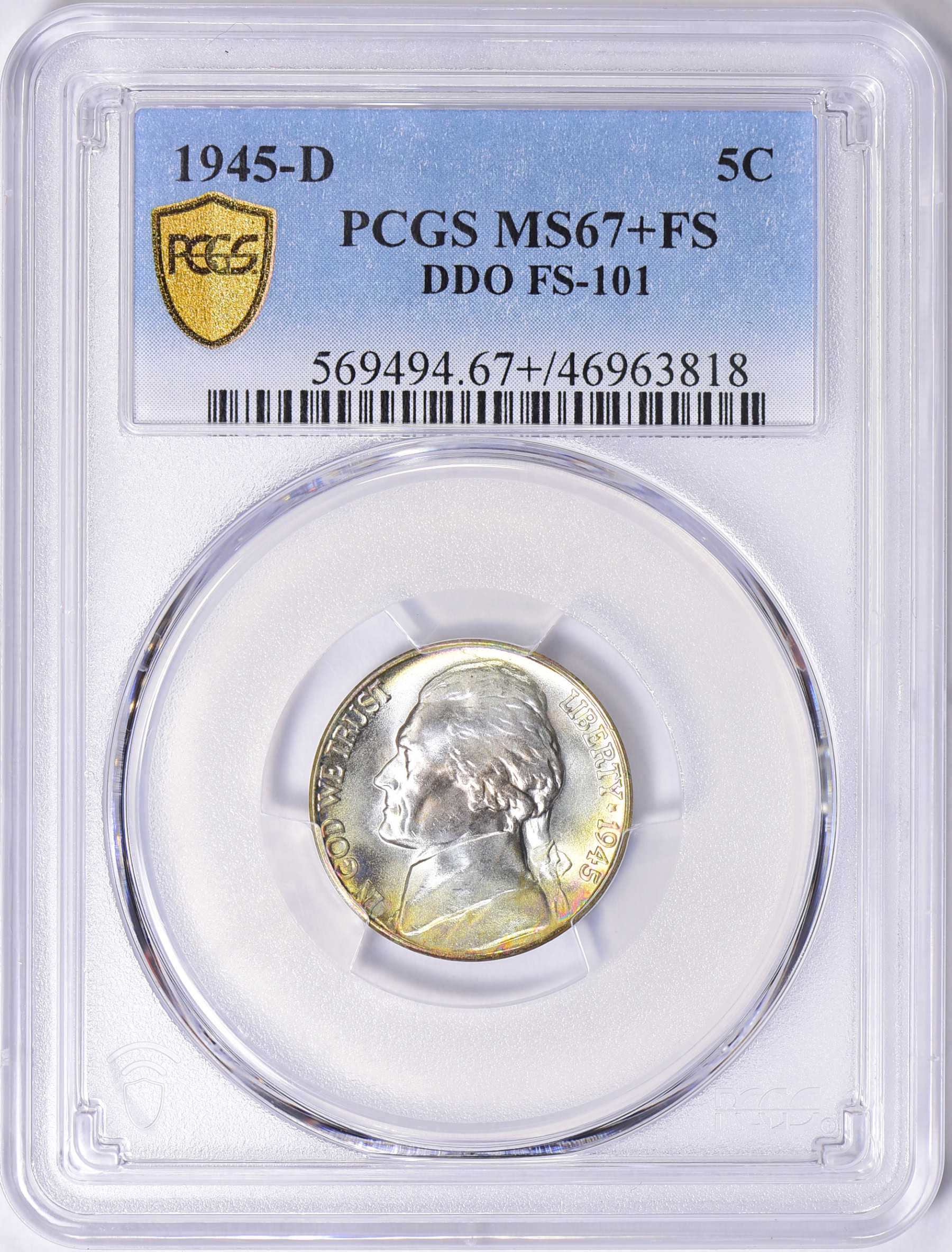 1945-D Jefferson Nickel Doubled Die Obverse FS-101 PCGS MS-67+ FS ...