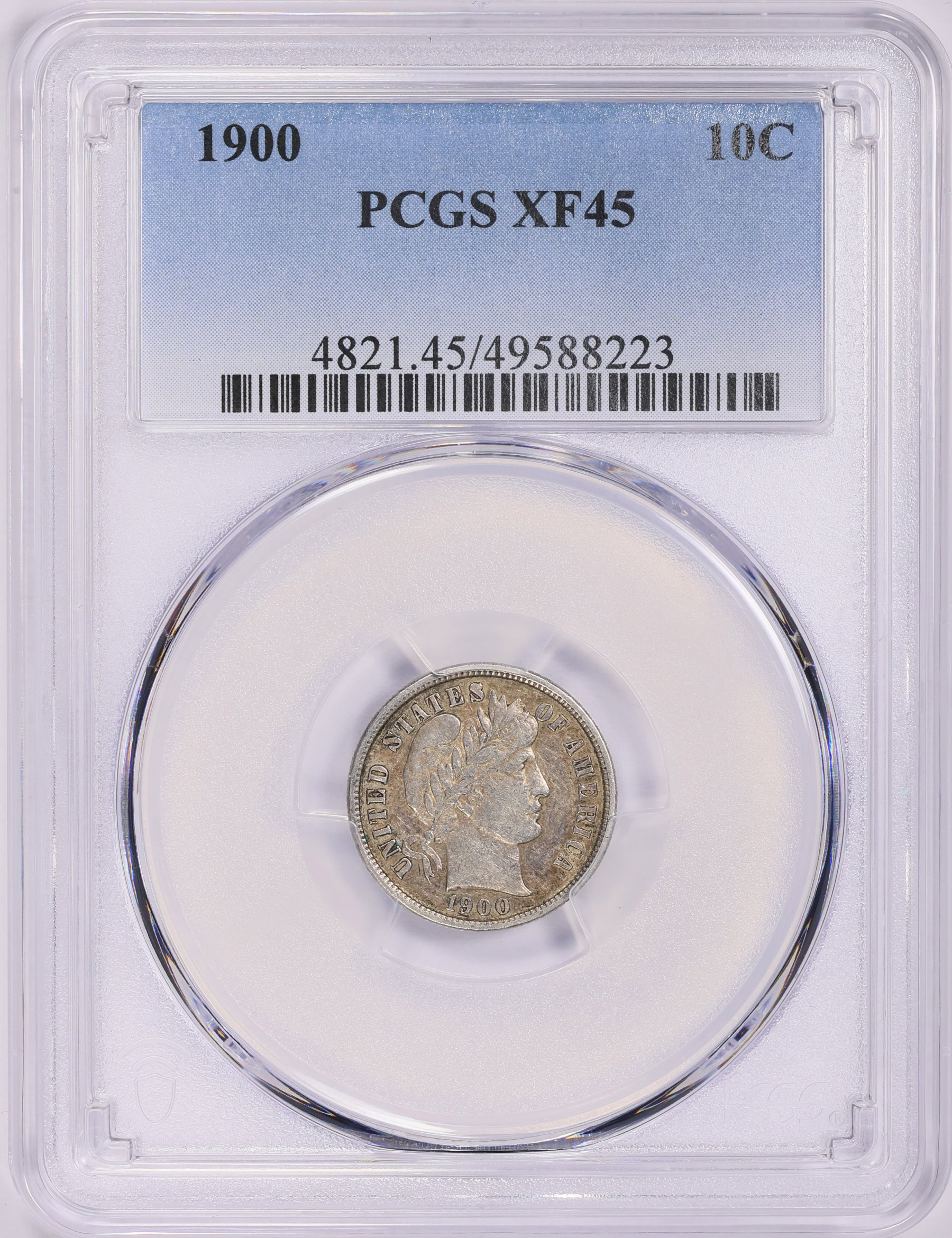 1900 Barber Dime PCGS XF-45 (Item 1589897) | GreatCollections Coin Auctions