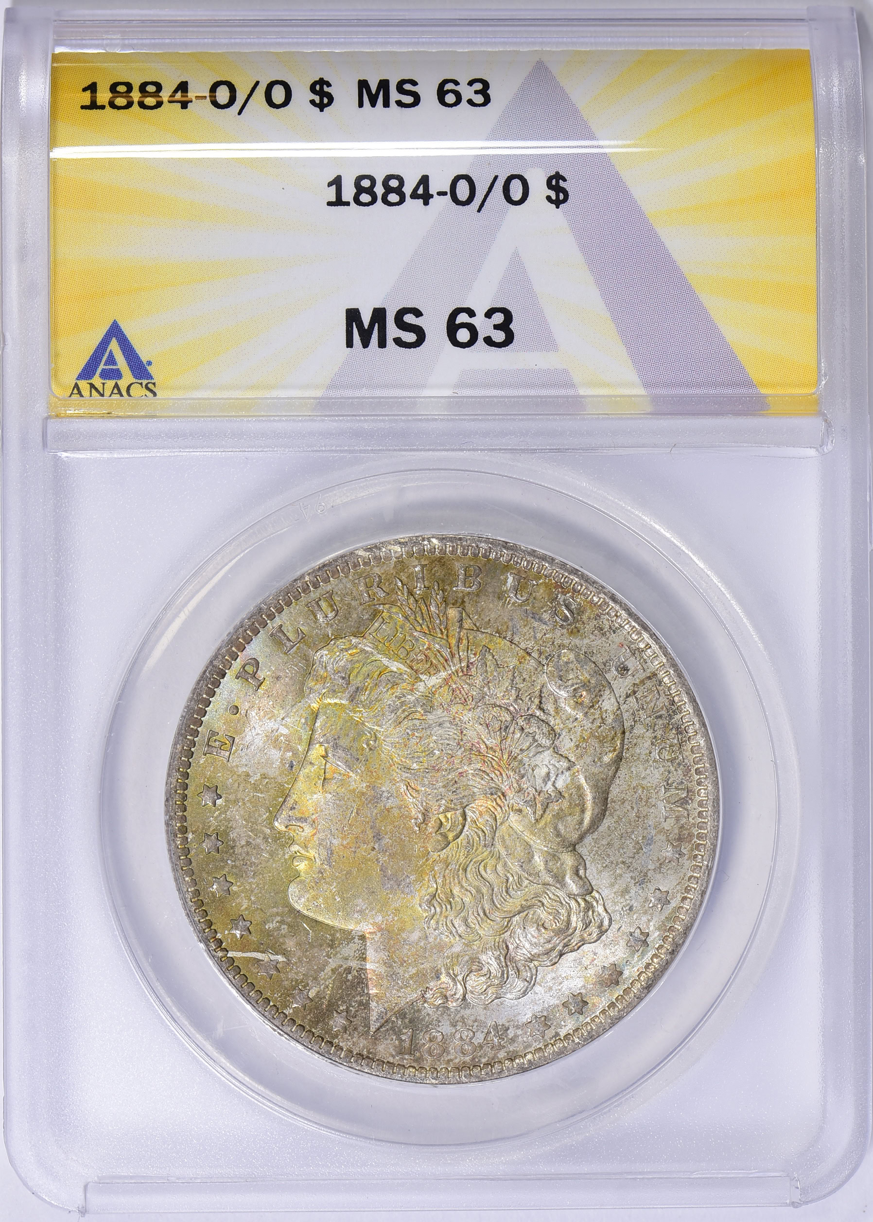 1884-O/O Morgan Silver Dollar ANACS MS-63 (Toned) (Item 1591388) | GreatCollections Coin Auctions