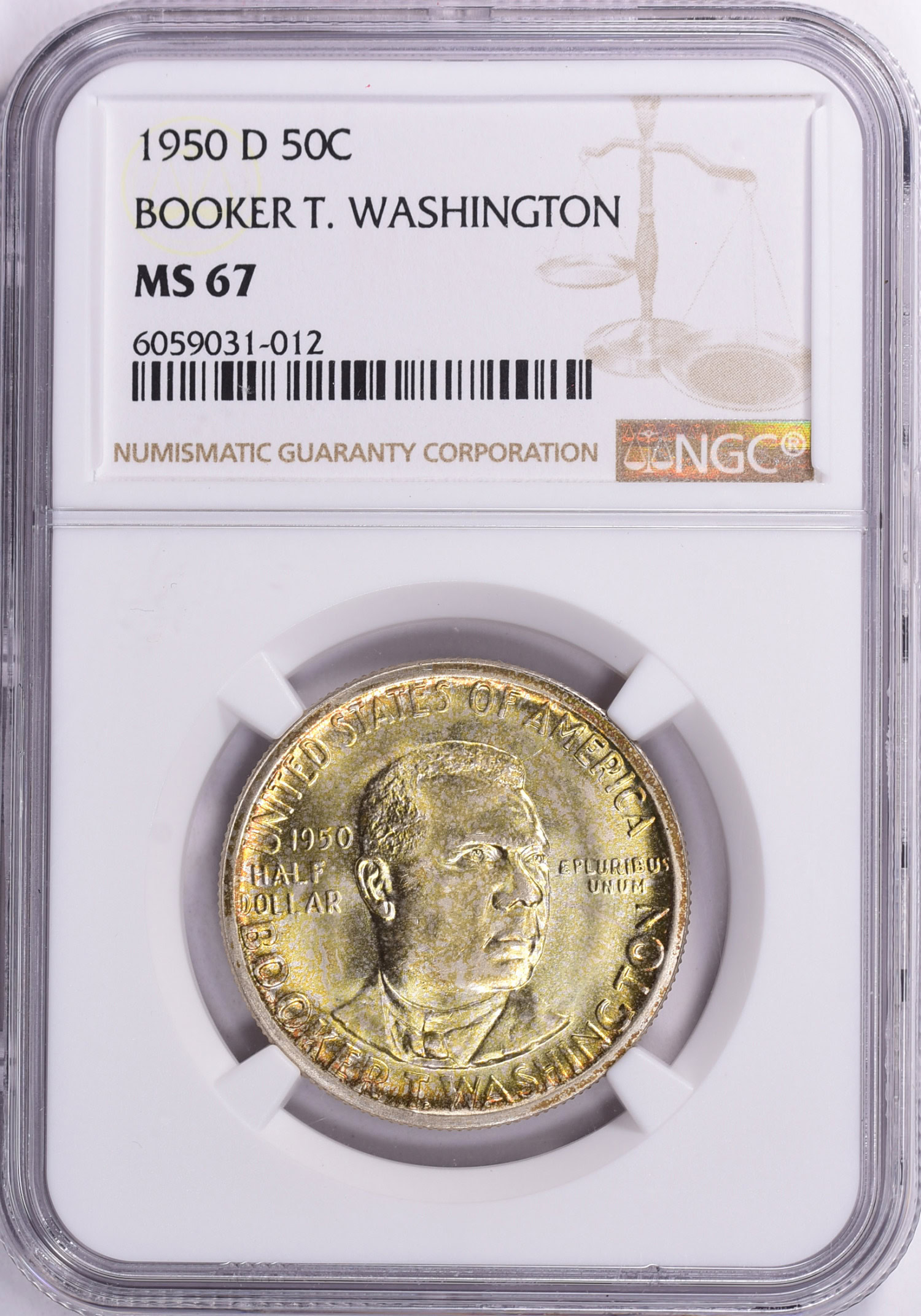 1950-D Booker T. Washington Memorial Half Dollar NGC MS-67 (Toned ...