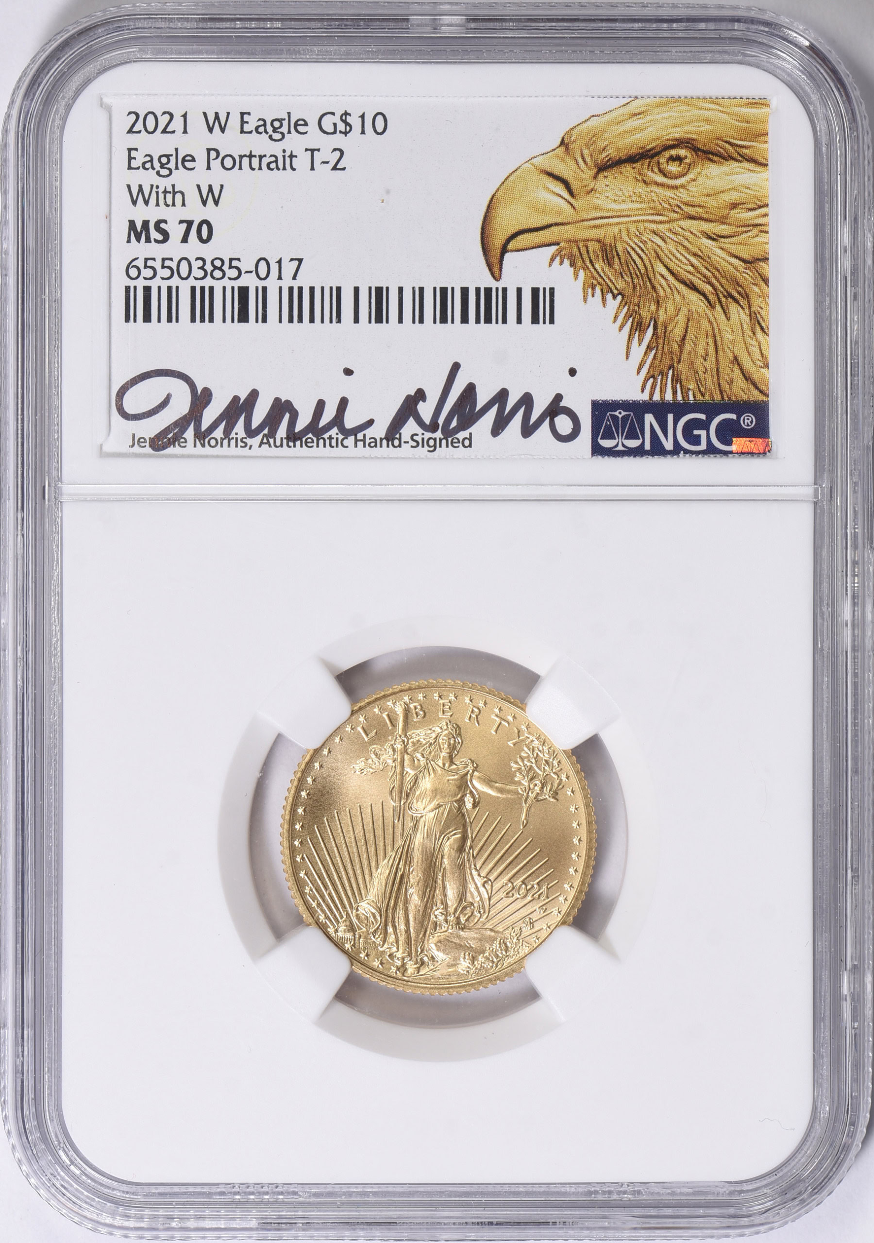 2021-W $10 Quarter-Ounce Gold American Eagle Type 2 Unfinished Proof ...