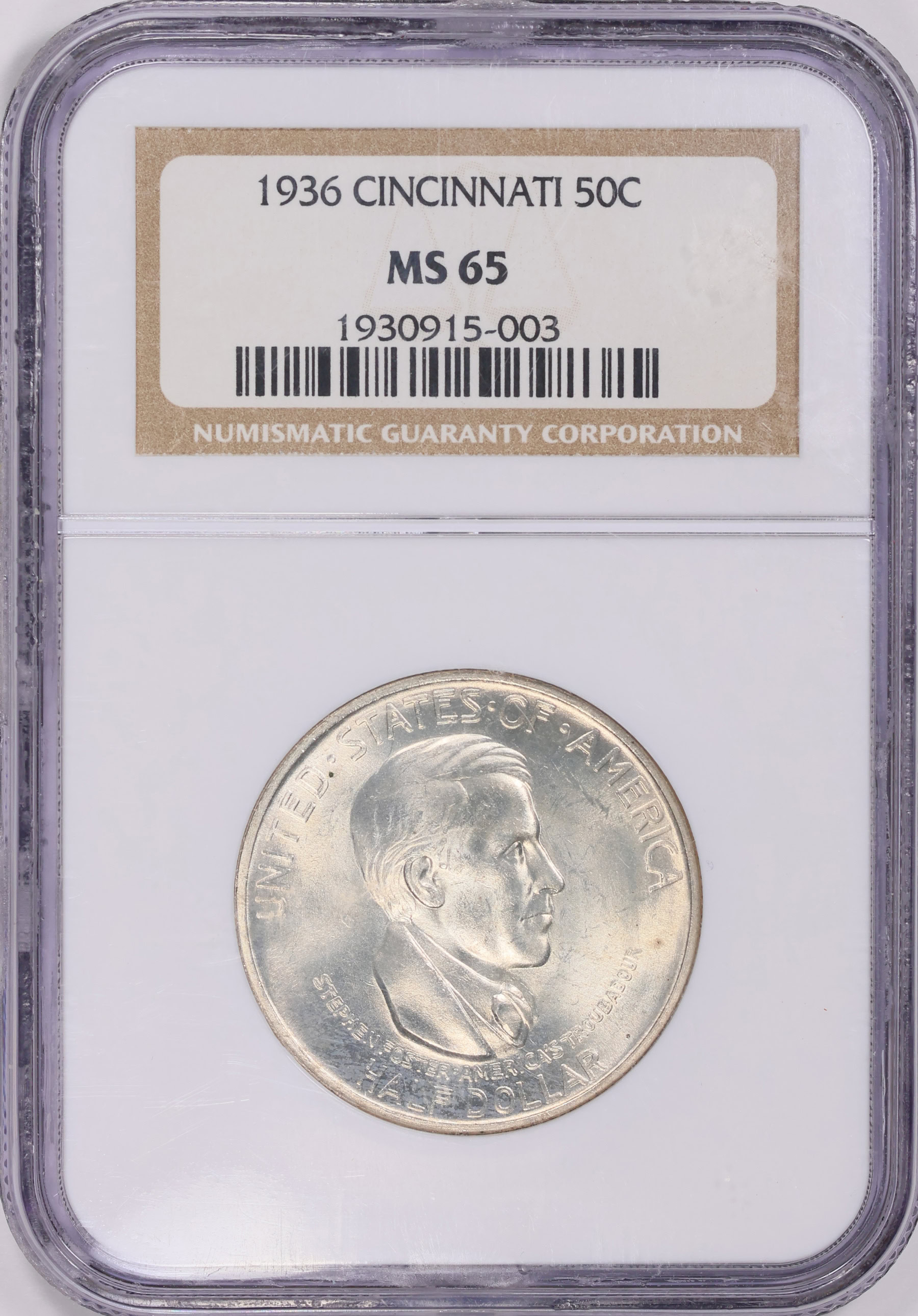 1936 Cincinnati Music Center Half Dollar NGC MS-65 (Item 1594690 ...