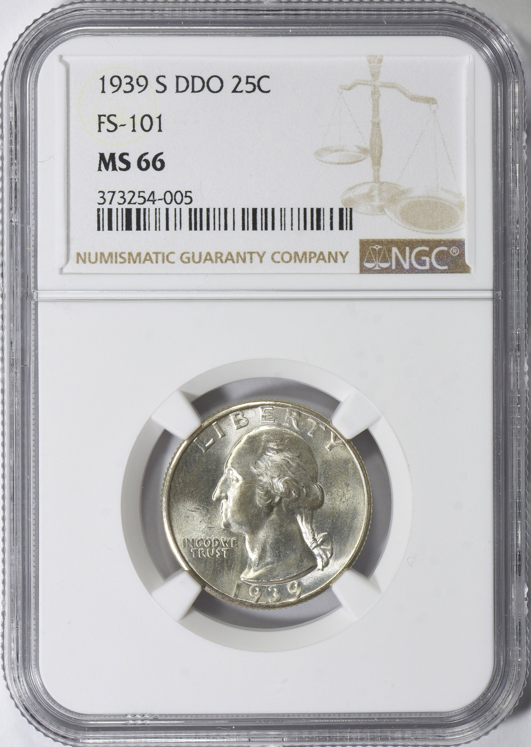 1939-S Washington Quarter Doubled Die Obverse FS-101 NGC MS-66 (Item 1596074) | GreatCollections ...