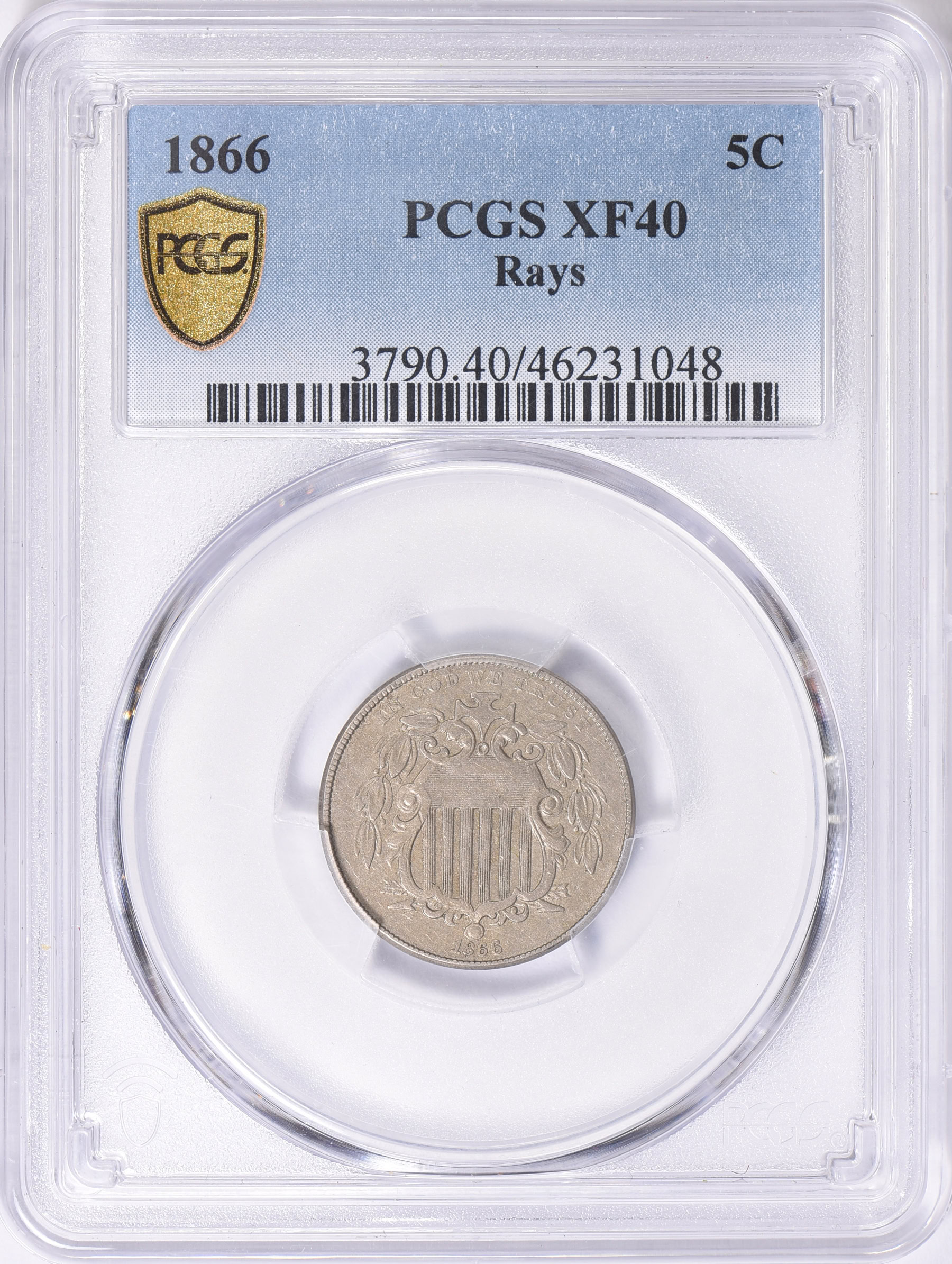 1866 Shield Nickel Rays PCGS XF-40 (Item 1597101) | GreatCollections ...