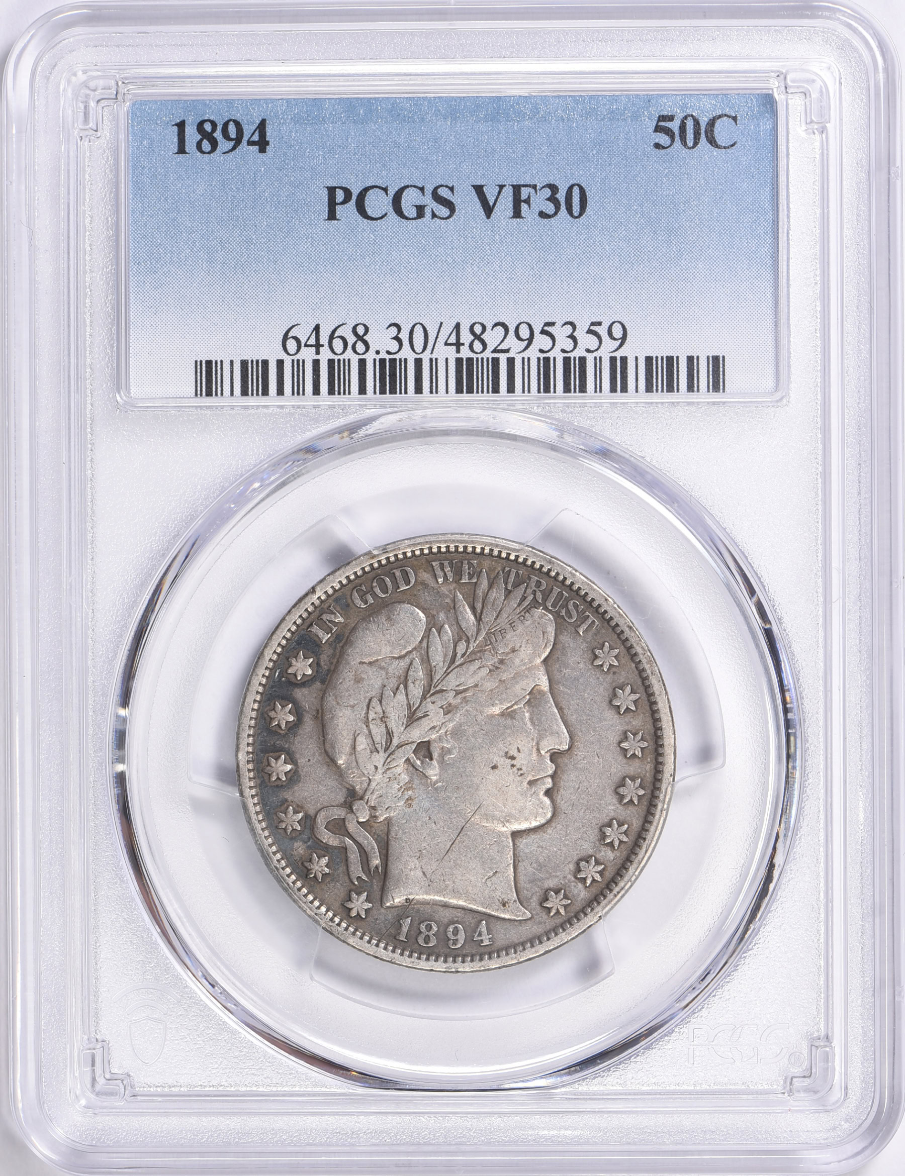 1894 Barber Half Dollar PCGS VF-30 (Item 1597199) | GreatCollections Coin Auctions