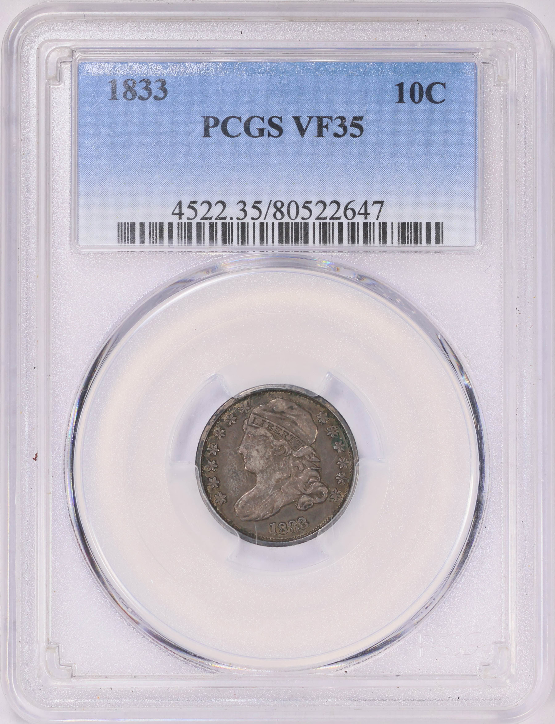 1833 Capped Bust Dime PCGS VF-35 (Item 1600139) | GreatCollections Coin ...