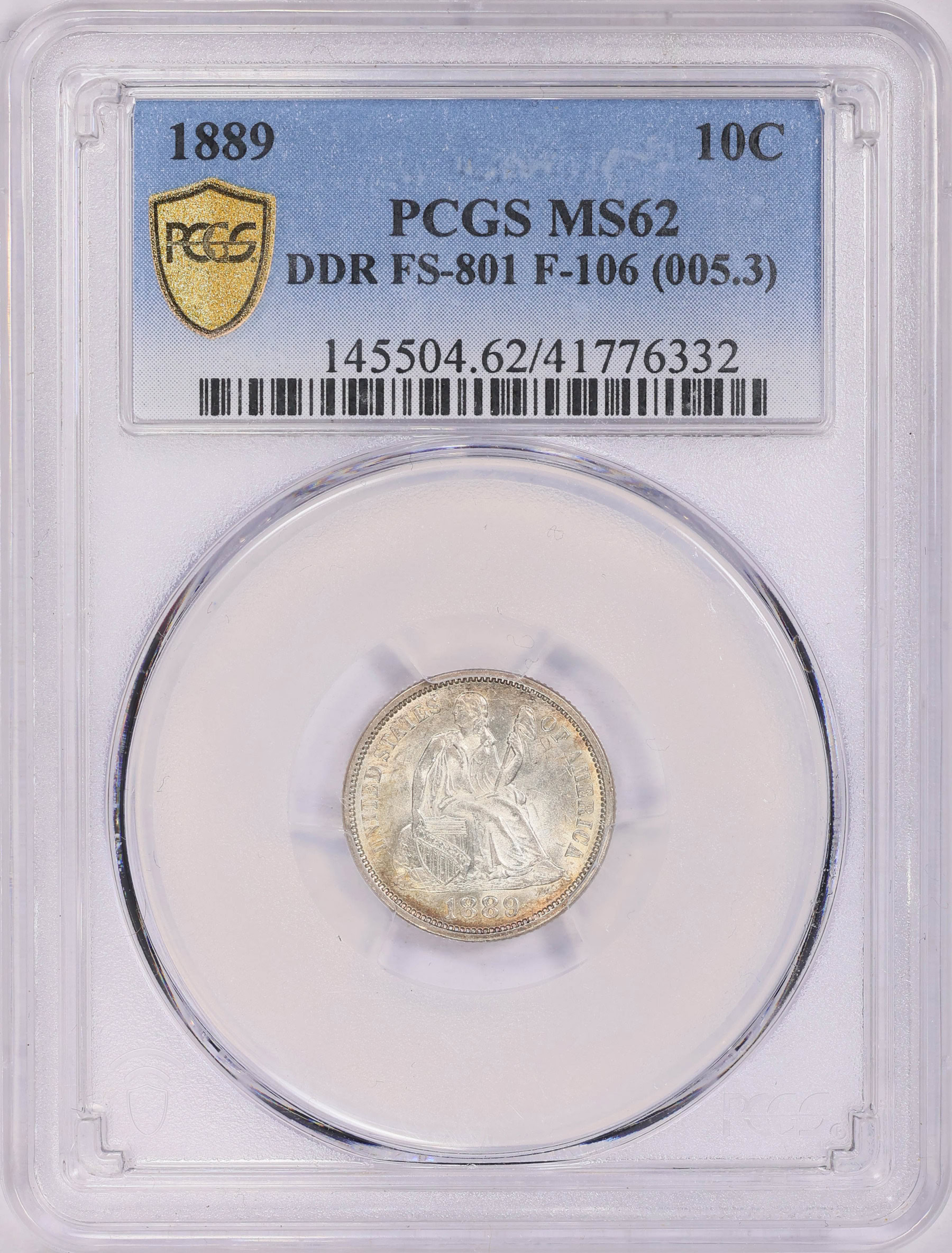 1889 Seated Liberty Dime Double Die Reverse FS-801 F-106 (005.3) PCGS ...