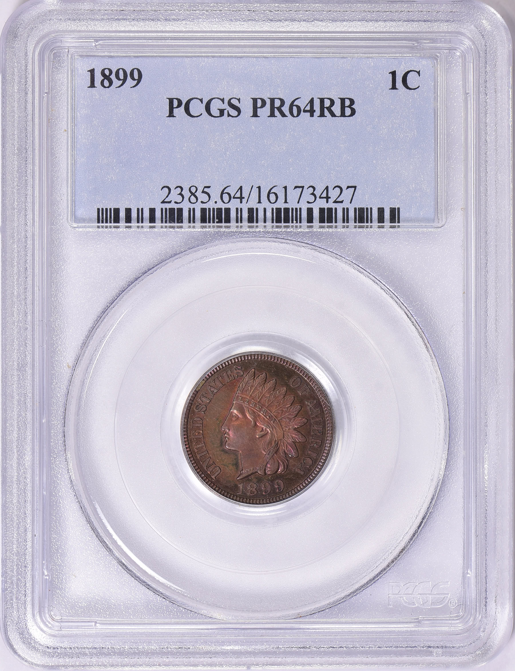 1899 Indian Cent PCGS Proof-64 RB (Toned) (Item 1600613) | GreatCollections Coin Auctions