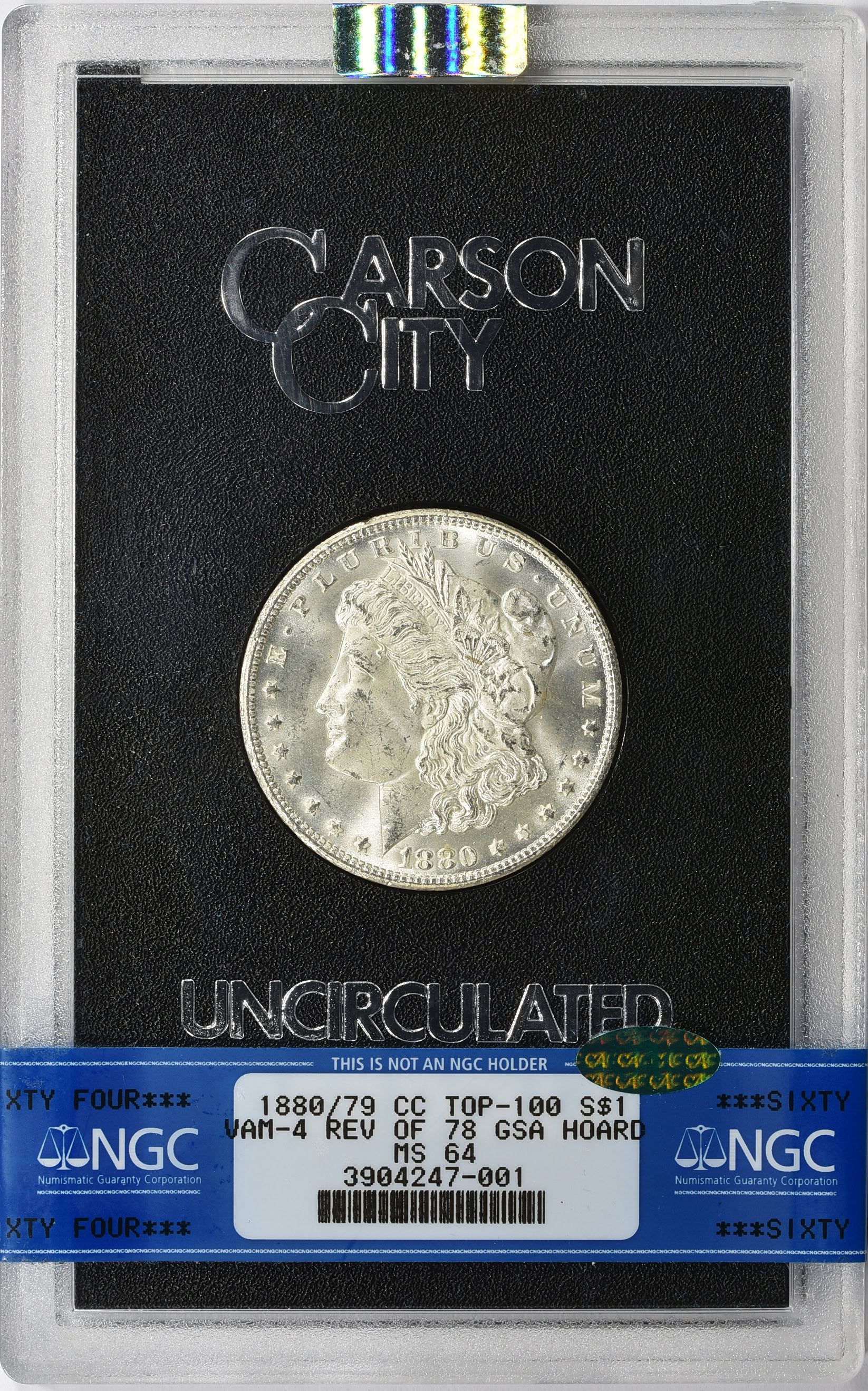 1880/79-CC Morgan Silver Dollar VAM-4 80/79 Reverse of 78 Top 100 GSA Hoard NGC MS-64 (CAC Green ...