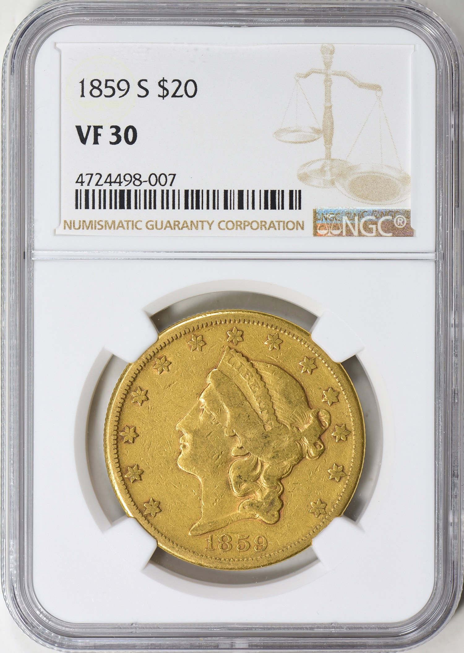 1859-S Liberty Gold Double Eagle NGC VF-30 (Item 1601702 ...