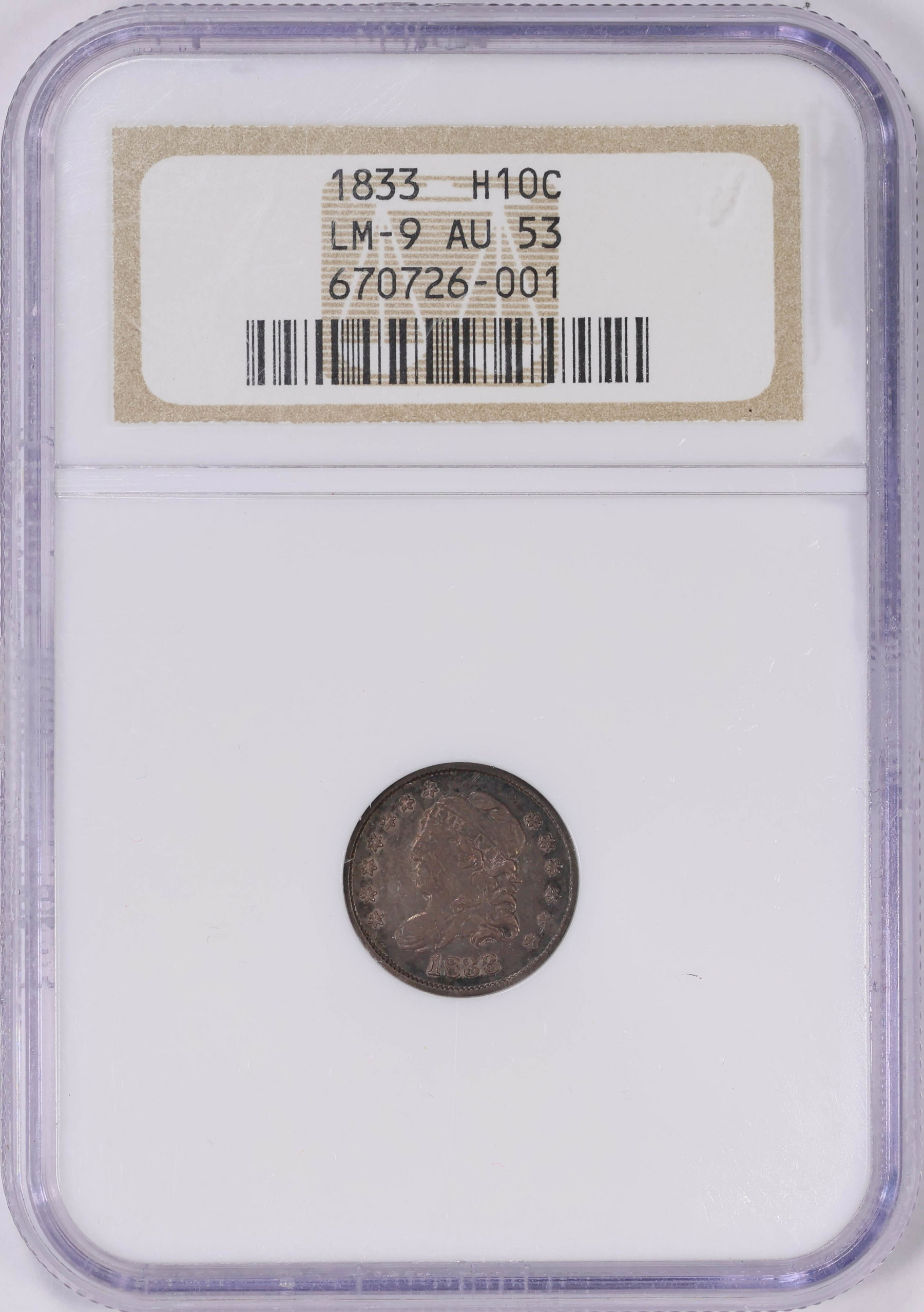 1833 Capped Bust Half Dime LM-9 NGC AU-53 (Item 1601924 ...