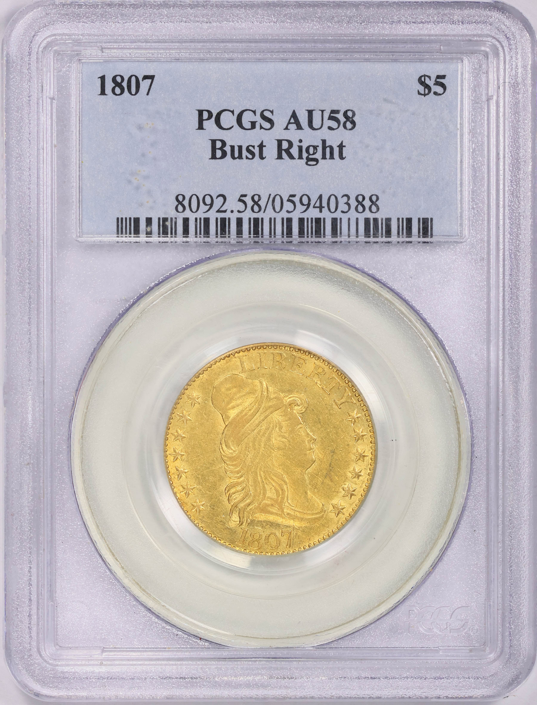 1807 Capped Bust Right Gold Half Eagle PCGS AU-58 (Item 1601941 ...