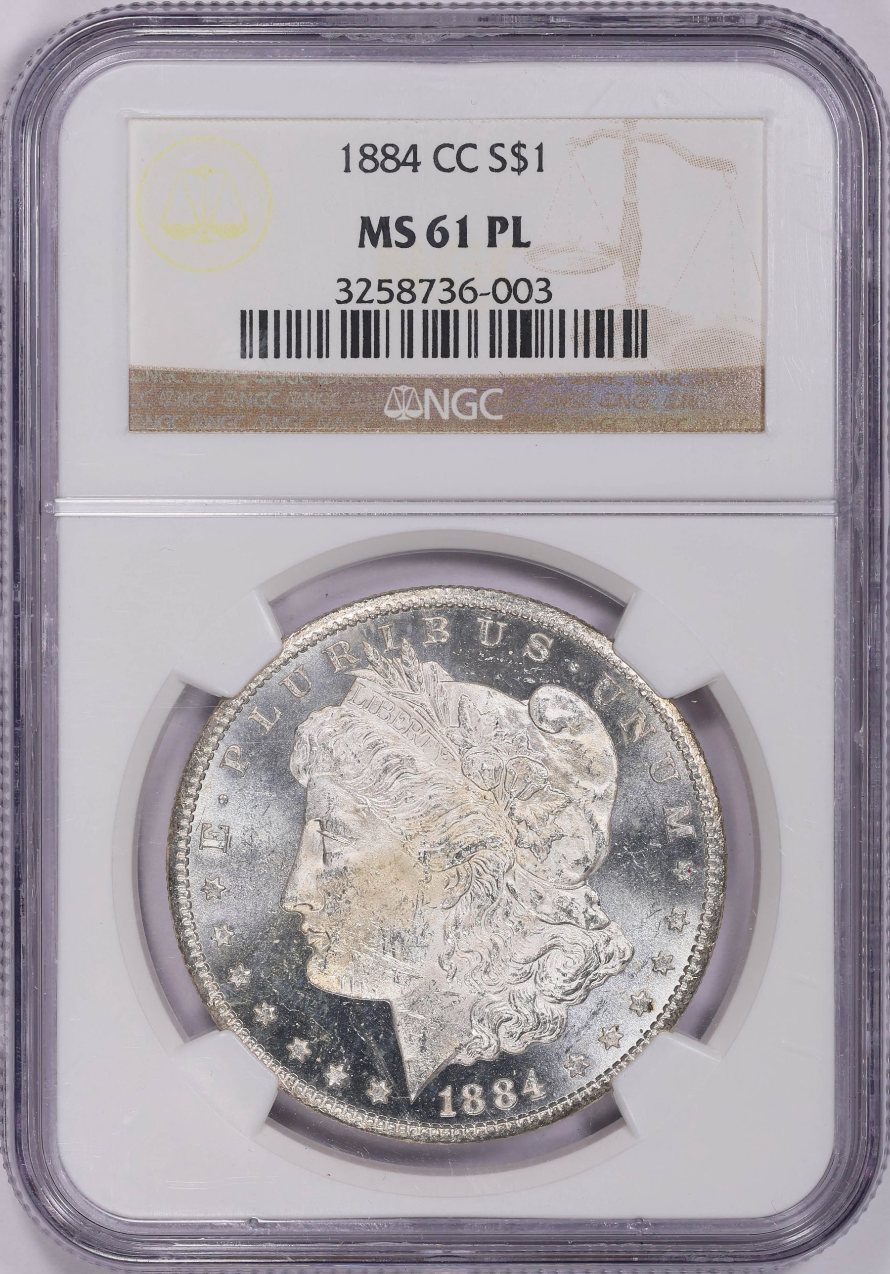1884-CC Morgan Silver Dollar NGC MS-61 PL (Item 1601946) | GreatCollections Coin Auctions