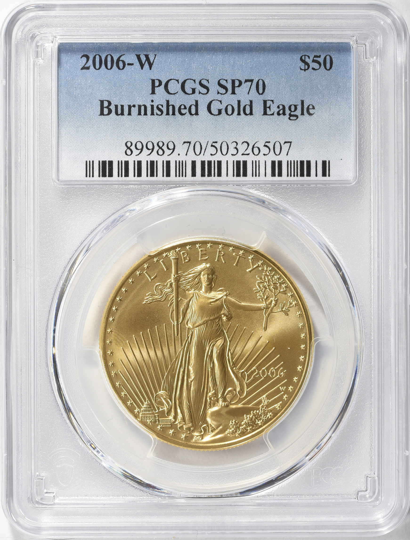 2006-W $50 One-Ounce Gold American Eagle Burnished 20th Anniversary PCGS SP-70 (Item 1604153 ...