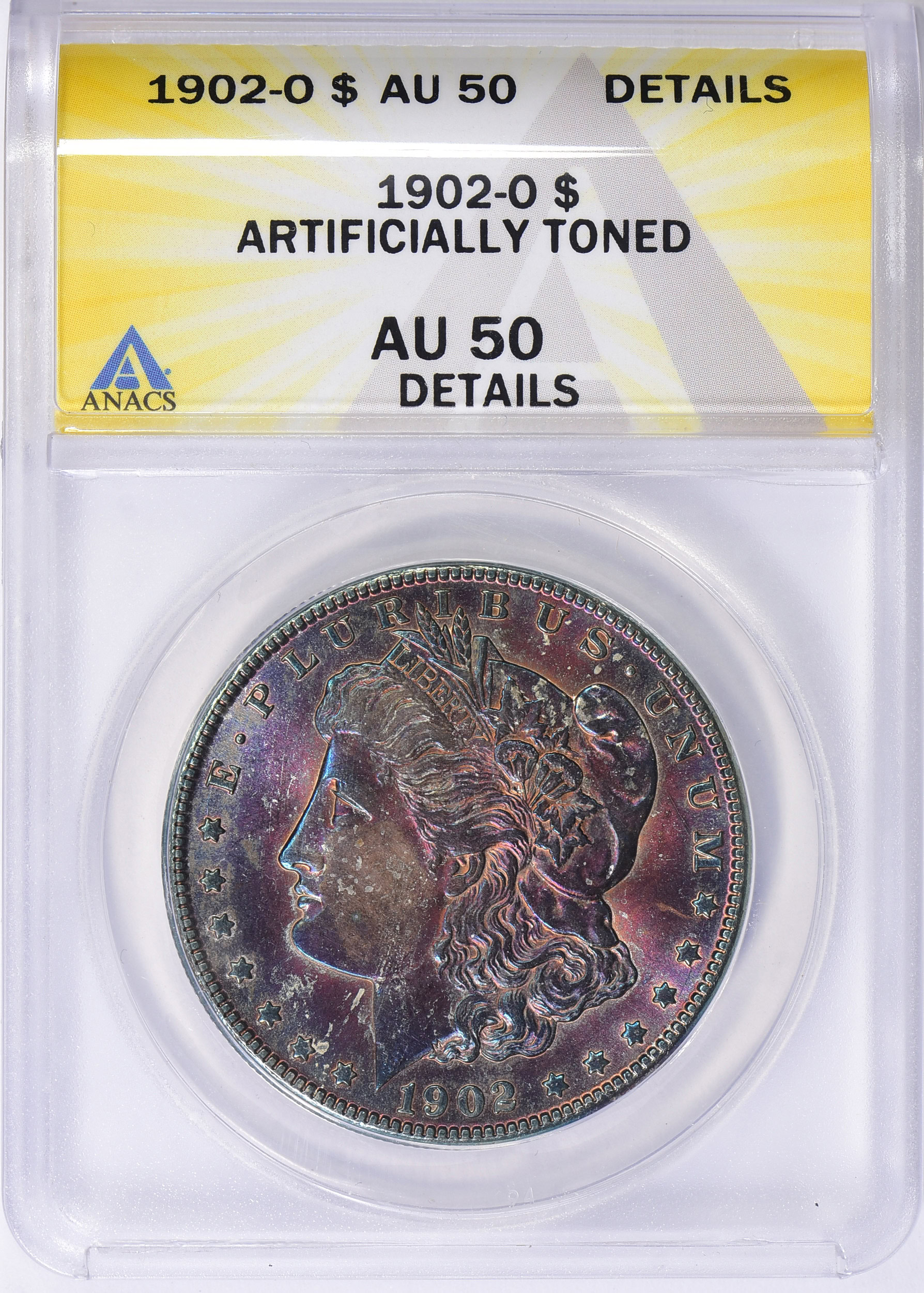 1902-O Morgan Silver Dollar ANACS AU-50 Details (Art. Toned) (Item 1605043) | GreatCollections ...