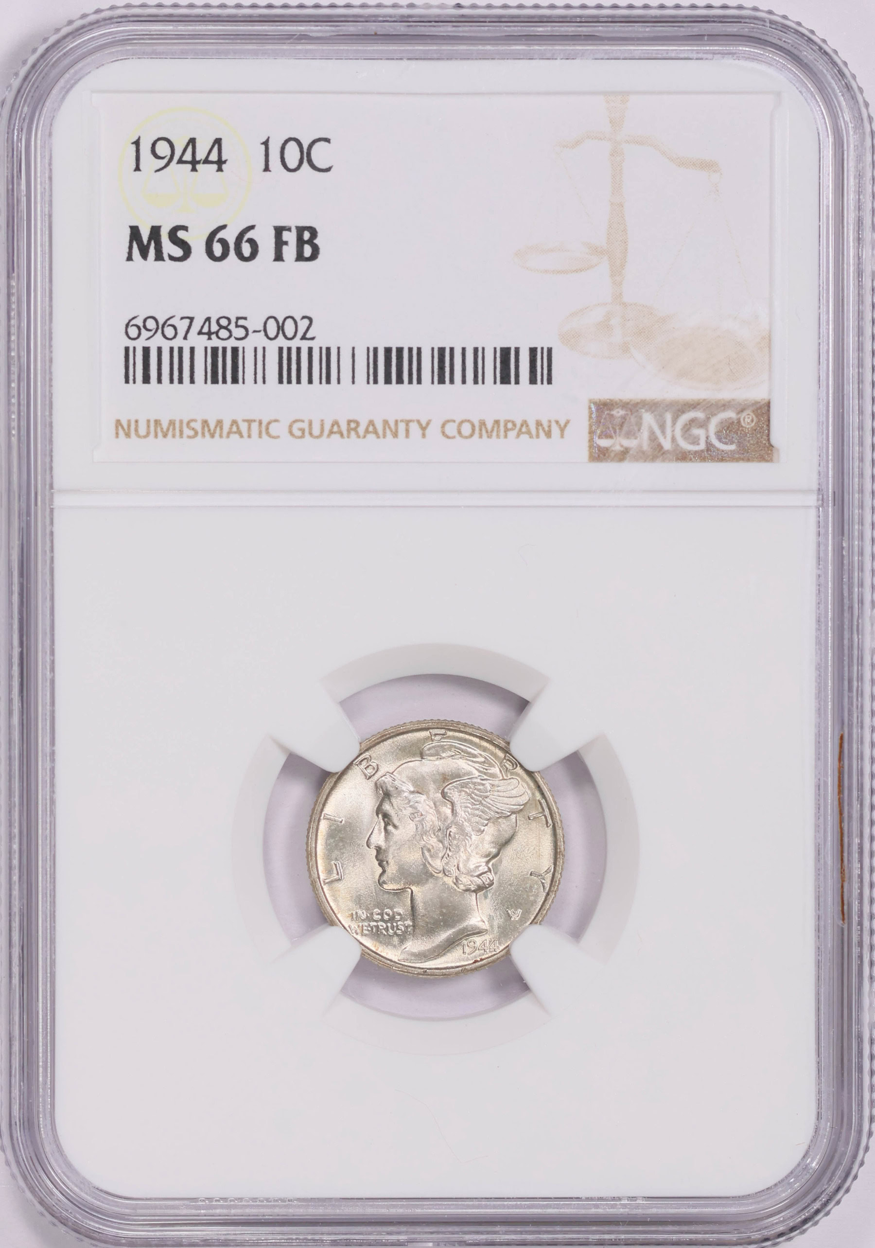 1944 Mercury Dime NGC MS-66 FB (Item 1605532) | GreatCollections Coin Auctions