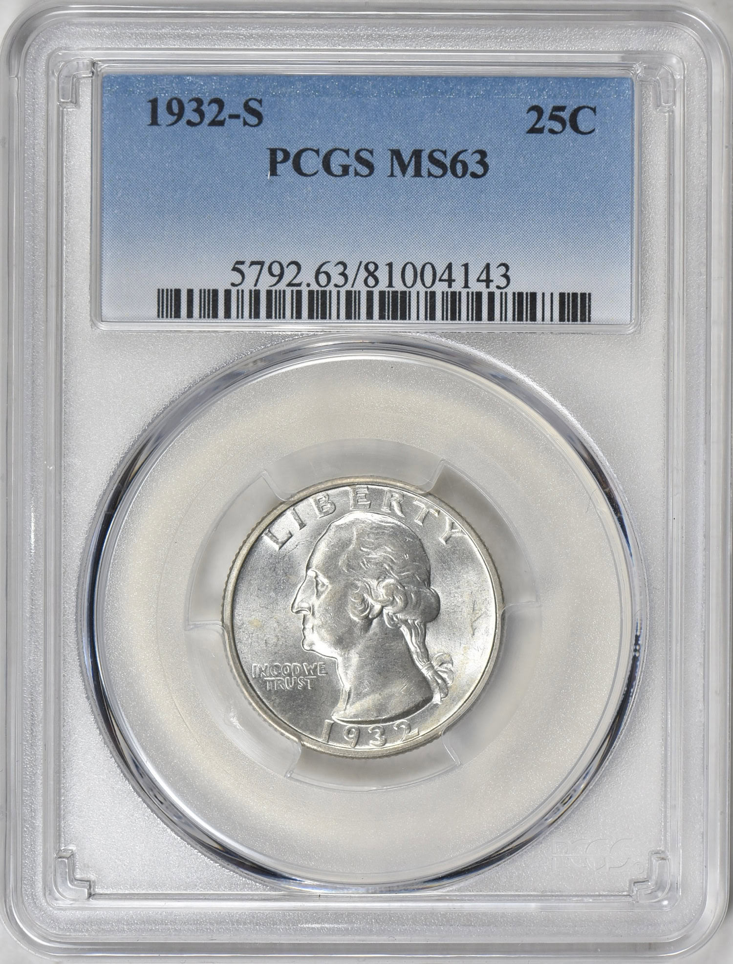 1932-S Washington Quarter PCGS MS-63 (Item 1605954) | GreatCollections Coin Auctions