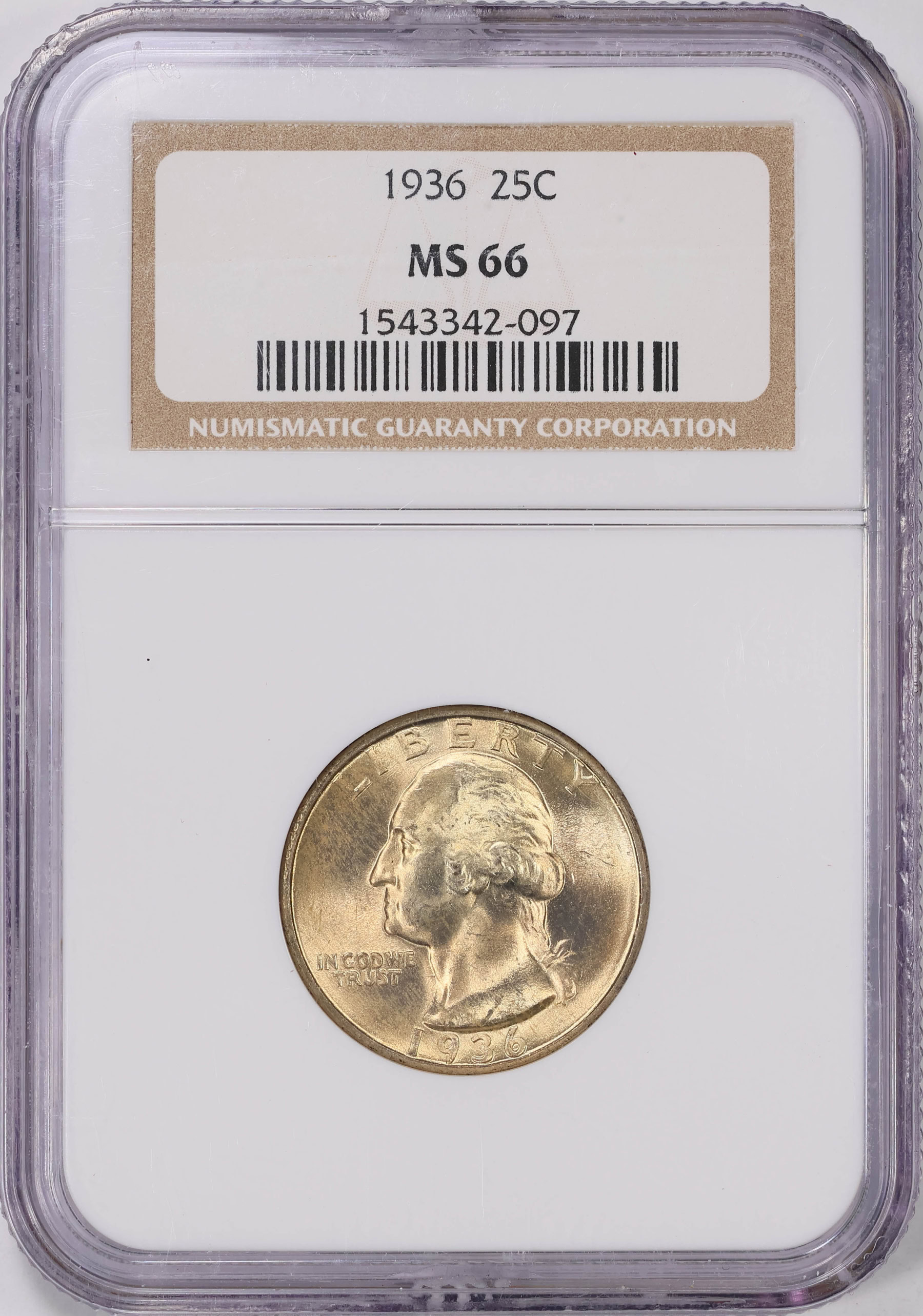 1936 Washington Quarter NGC MS-66 (Item 1605965) | GreatCollections Coin Auctions