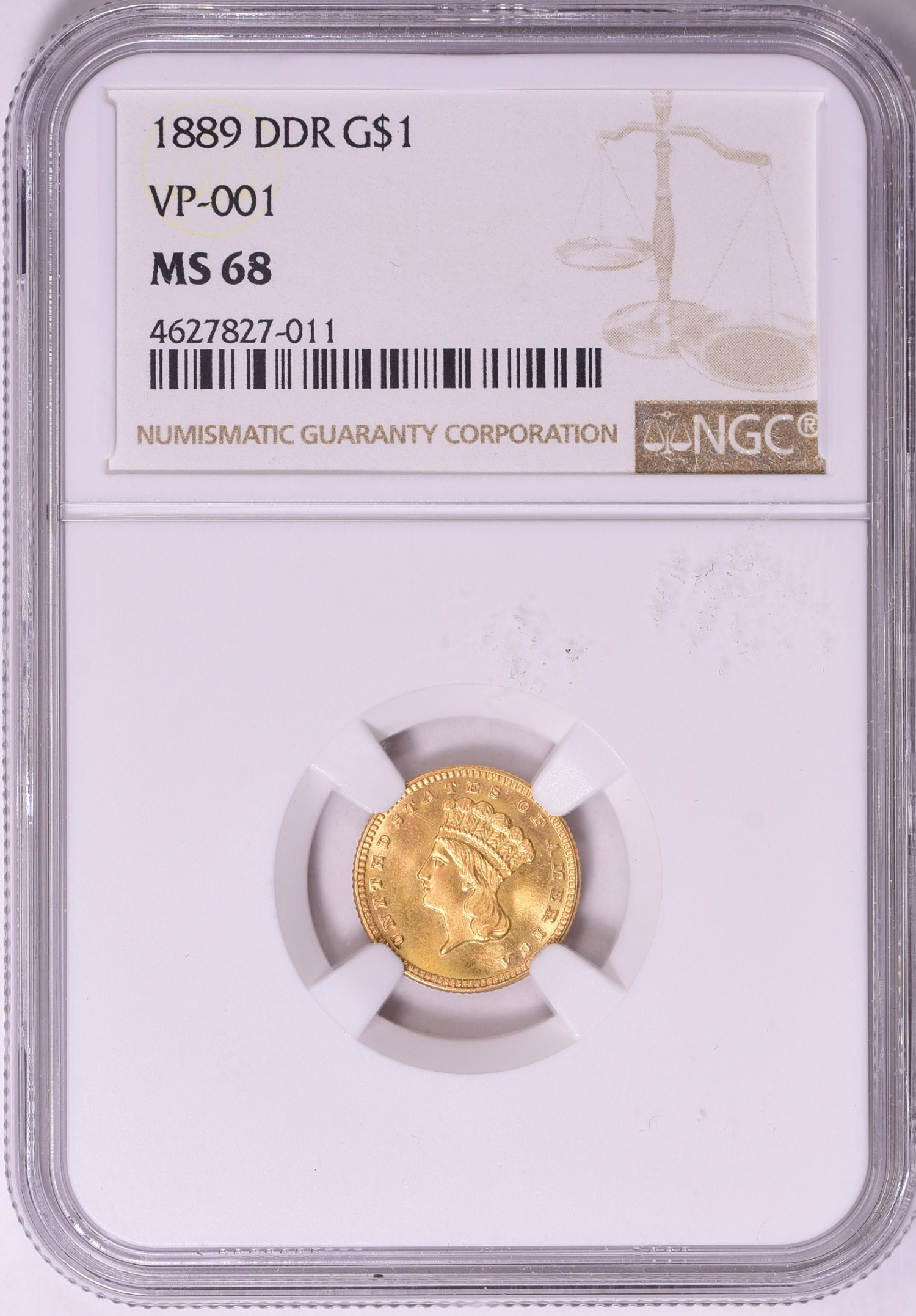 1889 Indian Princess Gold Dollar DDR VP-001 NGC MS-68 (Item 1607338 ...