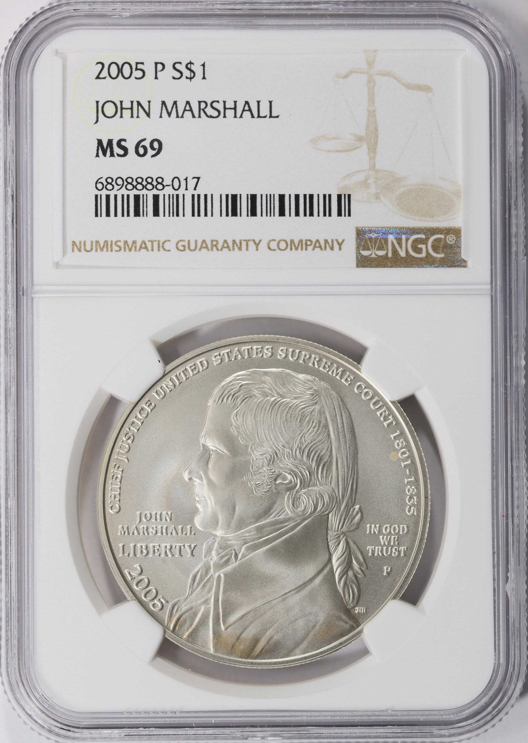 2005-P Chief Justice John Marshall Silver Dollar NGC MS-69 (Item ...