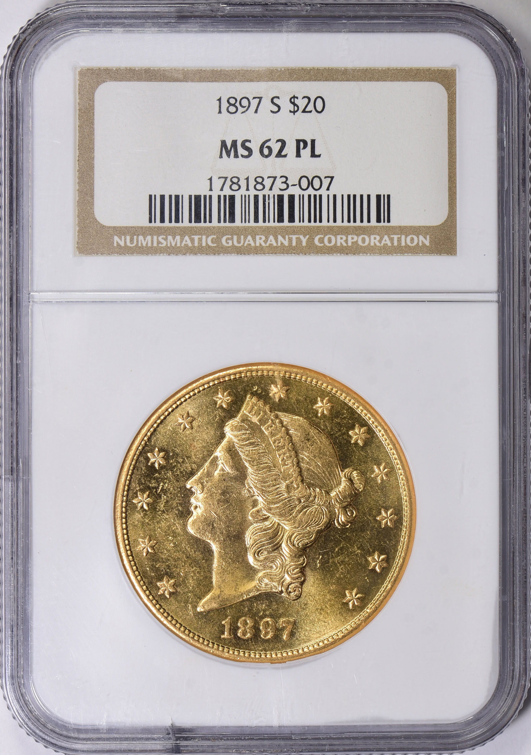 1897-S Liberty Gold Double Eagle NGC MS-62 PL (Item 1607967) | GreatCollections Coin Auctions
