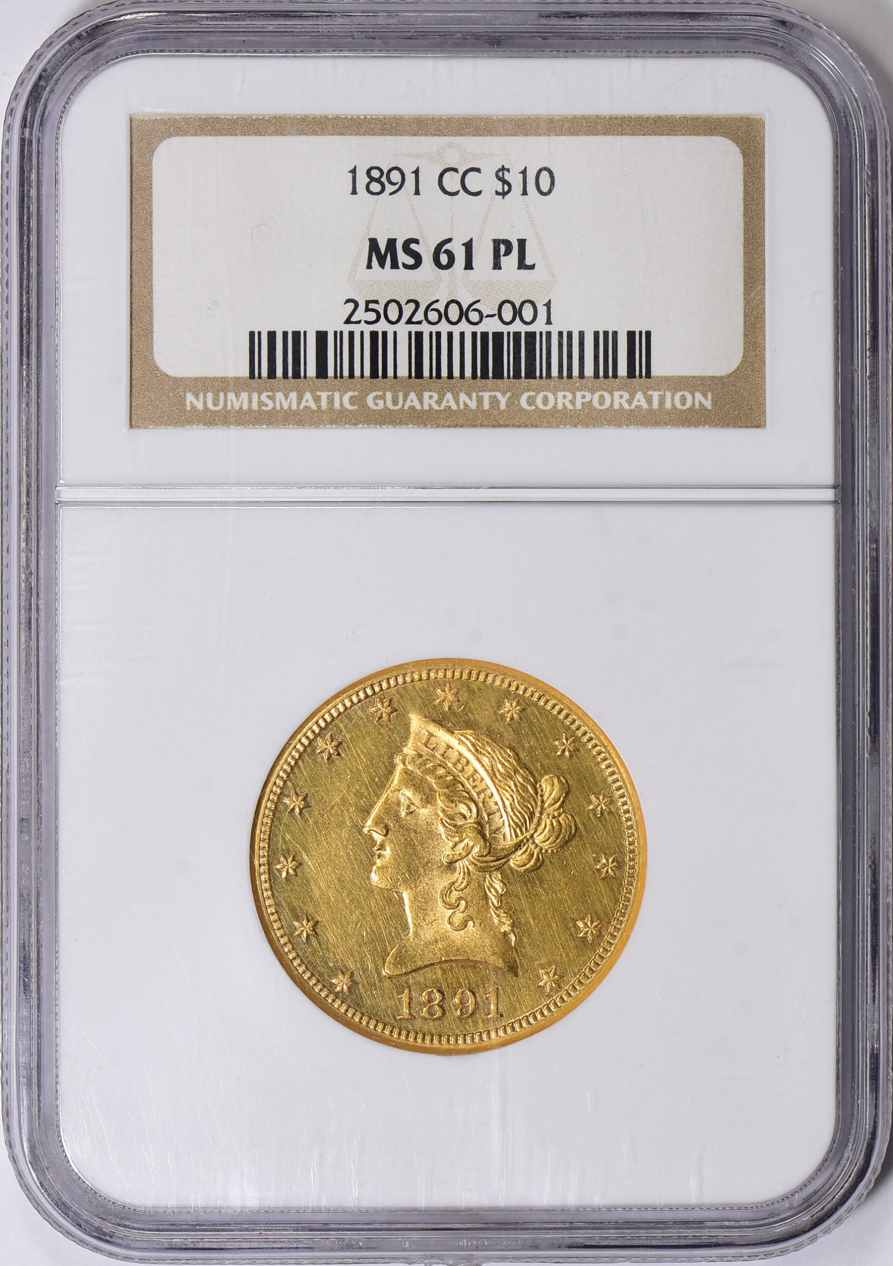 1891-CC Liberty Gold Eagle NGC MS-61 PL (Item 1607973 ...