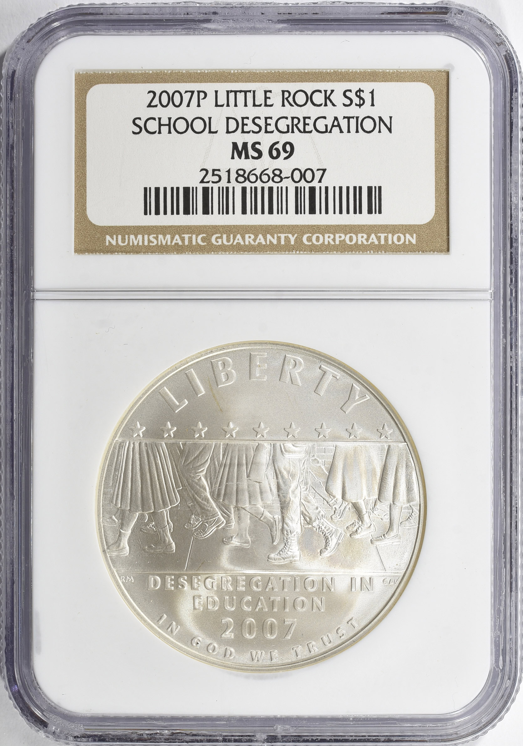 2007-P Little Rock Central High School Desegregation Silver Dollar NGC ...