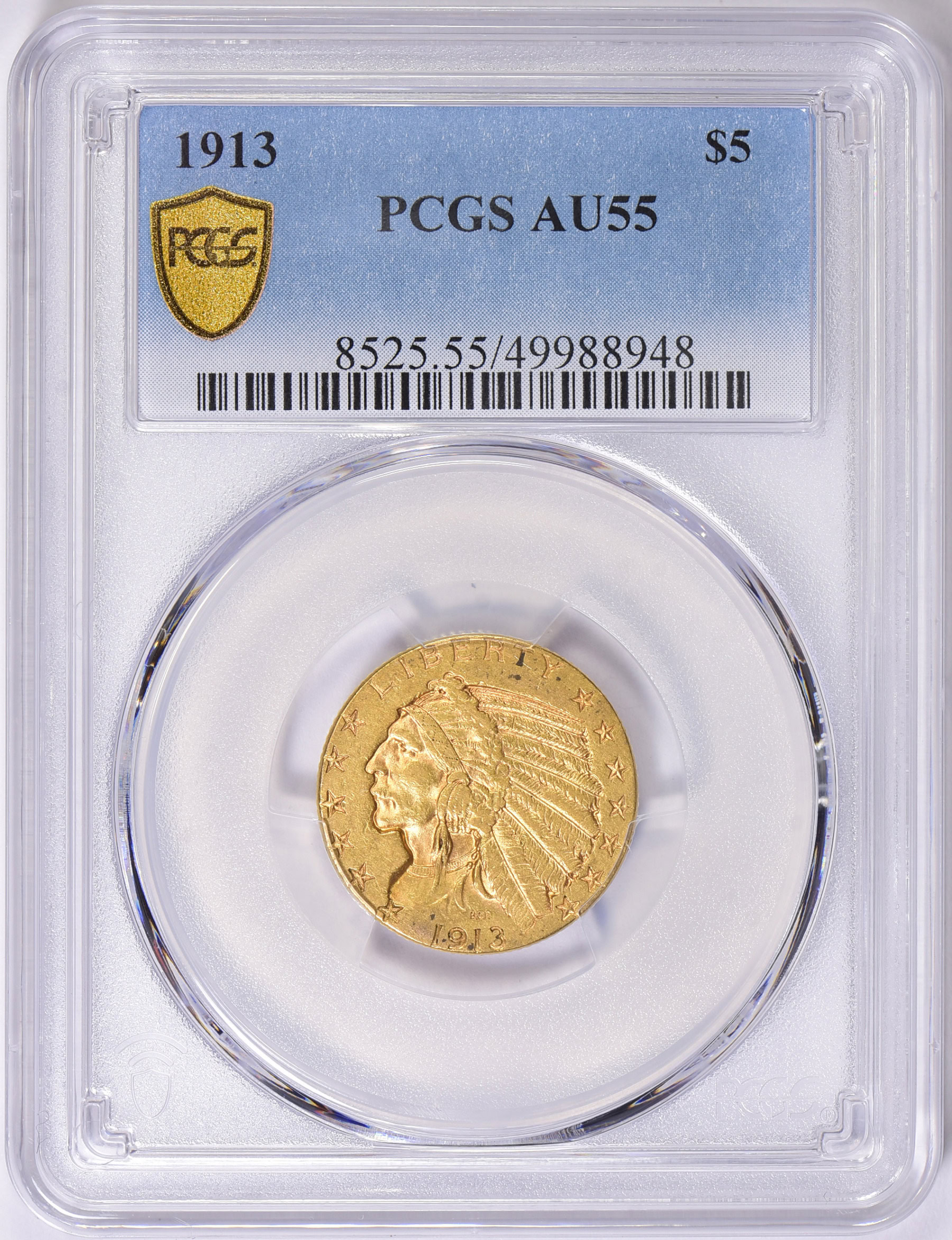 1913 Indian Gold Half Eagle PCGS AU-55 (Item 1610295) | GreatCollections Coin Auctions