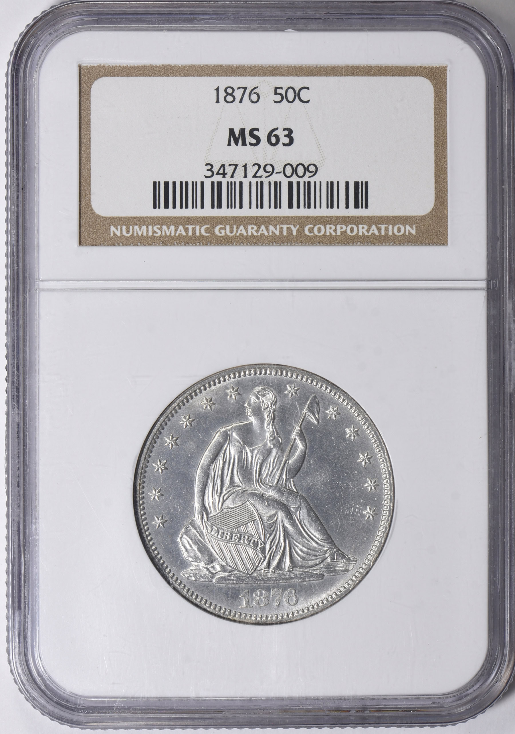 1876 Seated Liberty Half Dollar NGC MS-63 (Item 1610674) | GreatCollections Coin Auctions