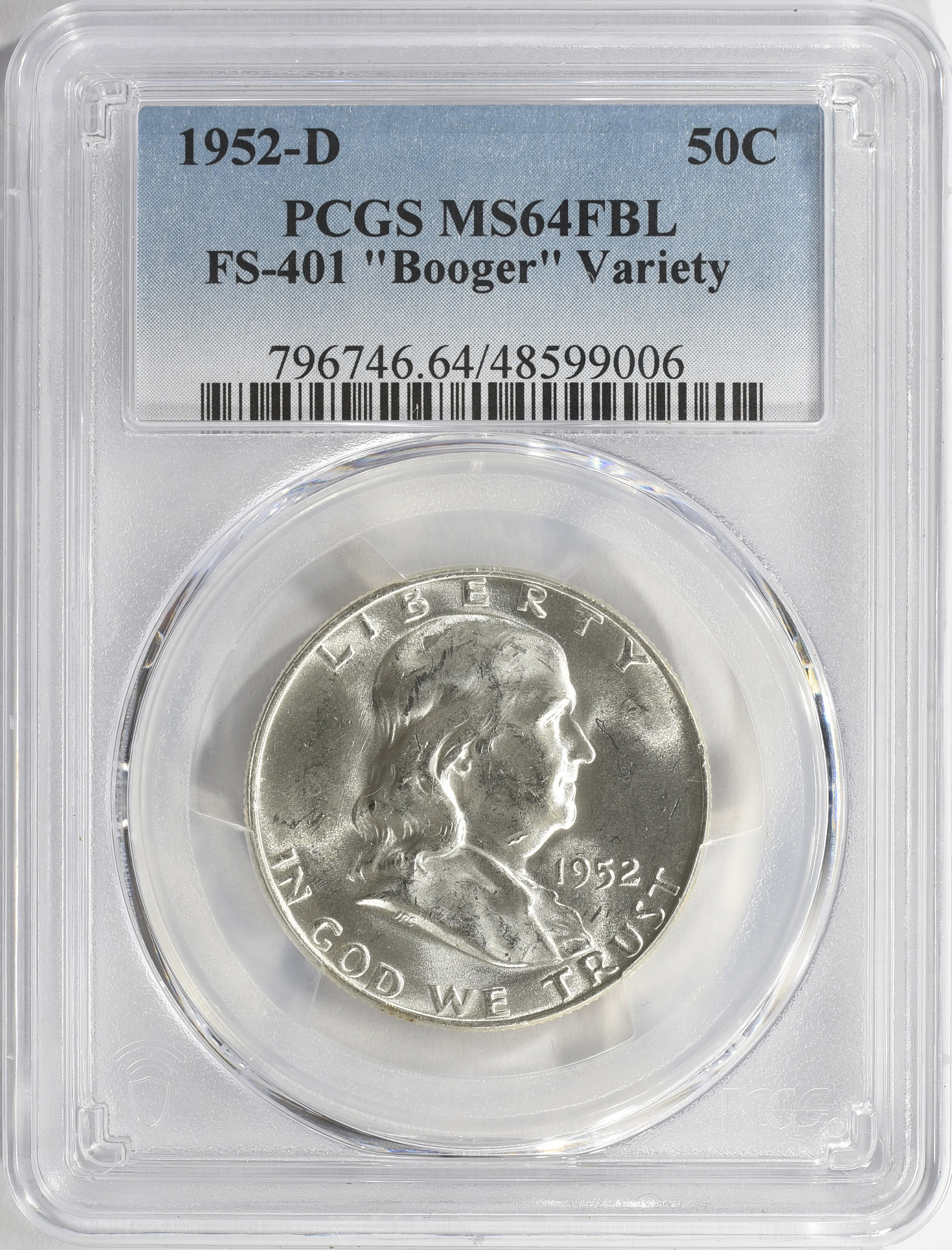 1952-D Franklin Half Dollar Booger Variety FS-401 PCGS MS-64 FBL (Item ...