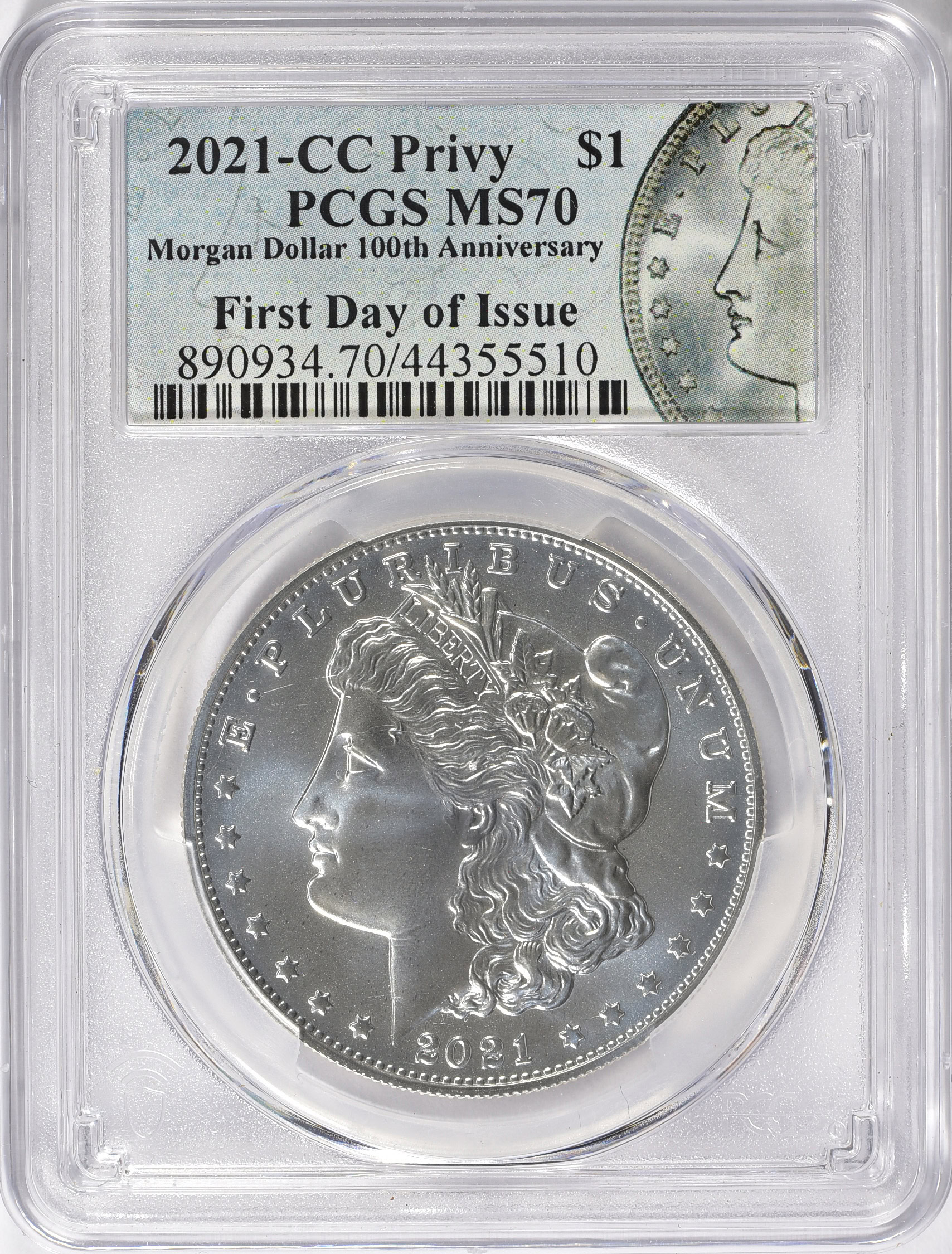 2021-CC Morgan Silver Dollar CC Privy 100th Anniversary First Day of ...