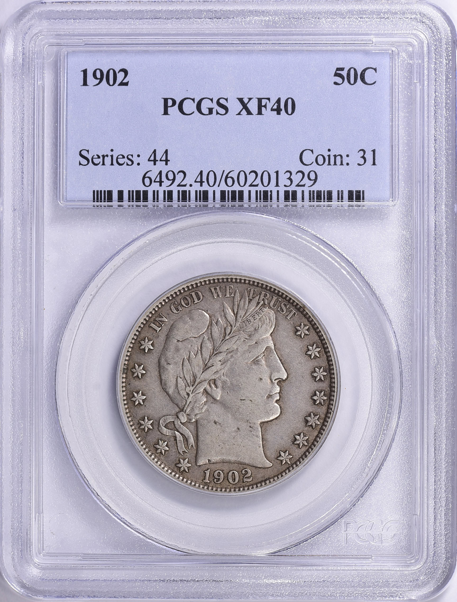 1902 Barber Half Dollar PCGS XF-40 (Item 1612808) | GreatCollections Coin Auctions