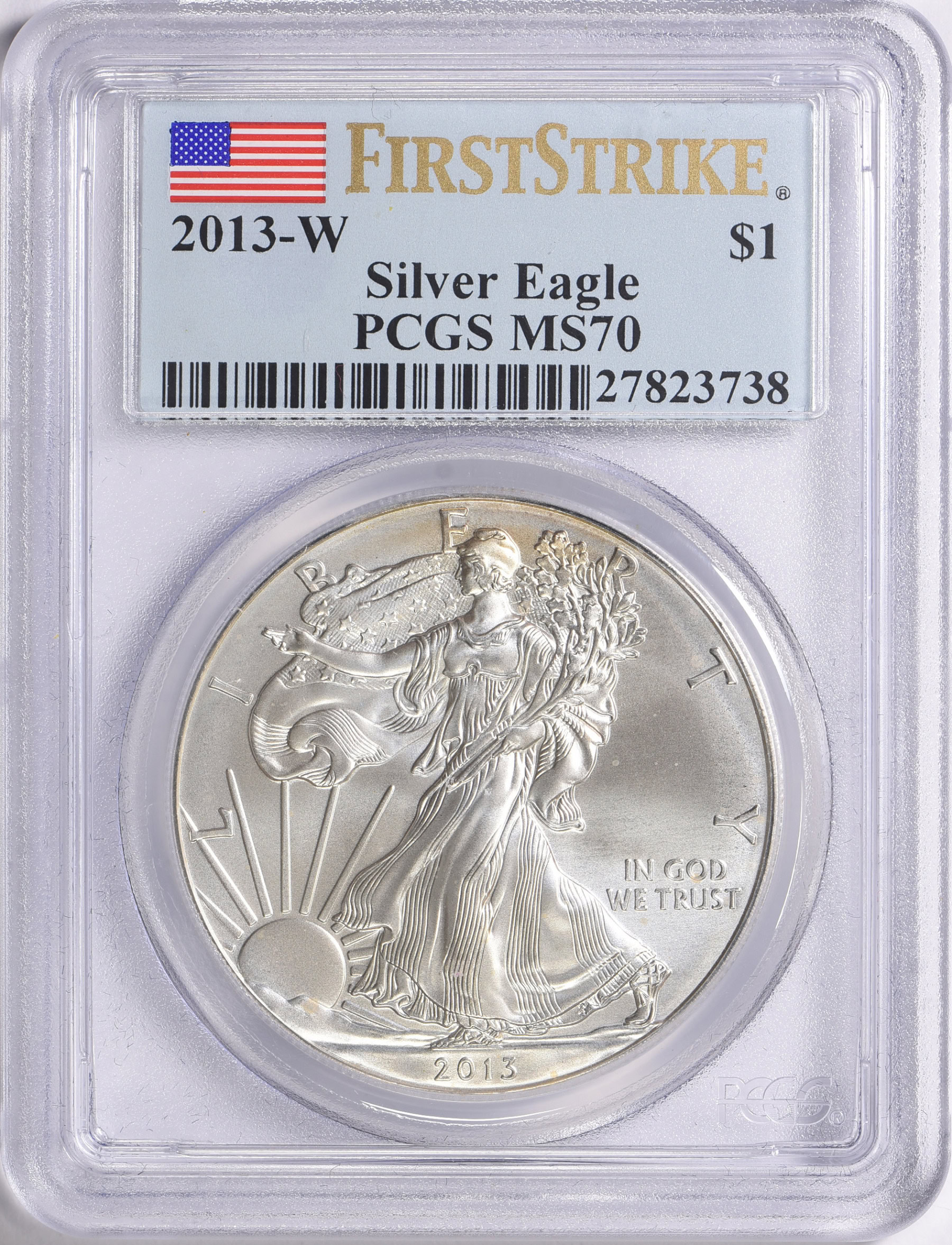 2013-W $1 Silver Eagle Burnished First Strike PCGS MS-70 (Item 1613008) | GreatCollections Coin ...