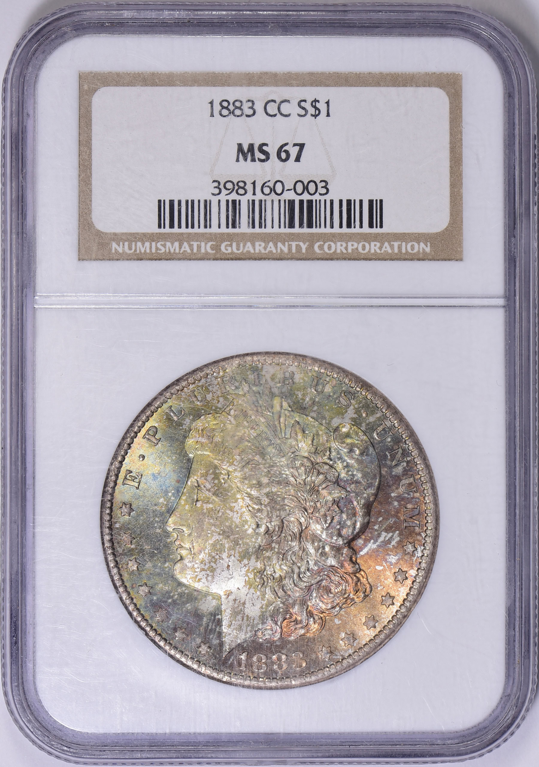 1883-CC Morgan Silver Dollar NGC MS-67 (Toned) (Item 1613256) | GreatCollections Coin Auctions