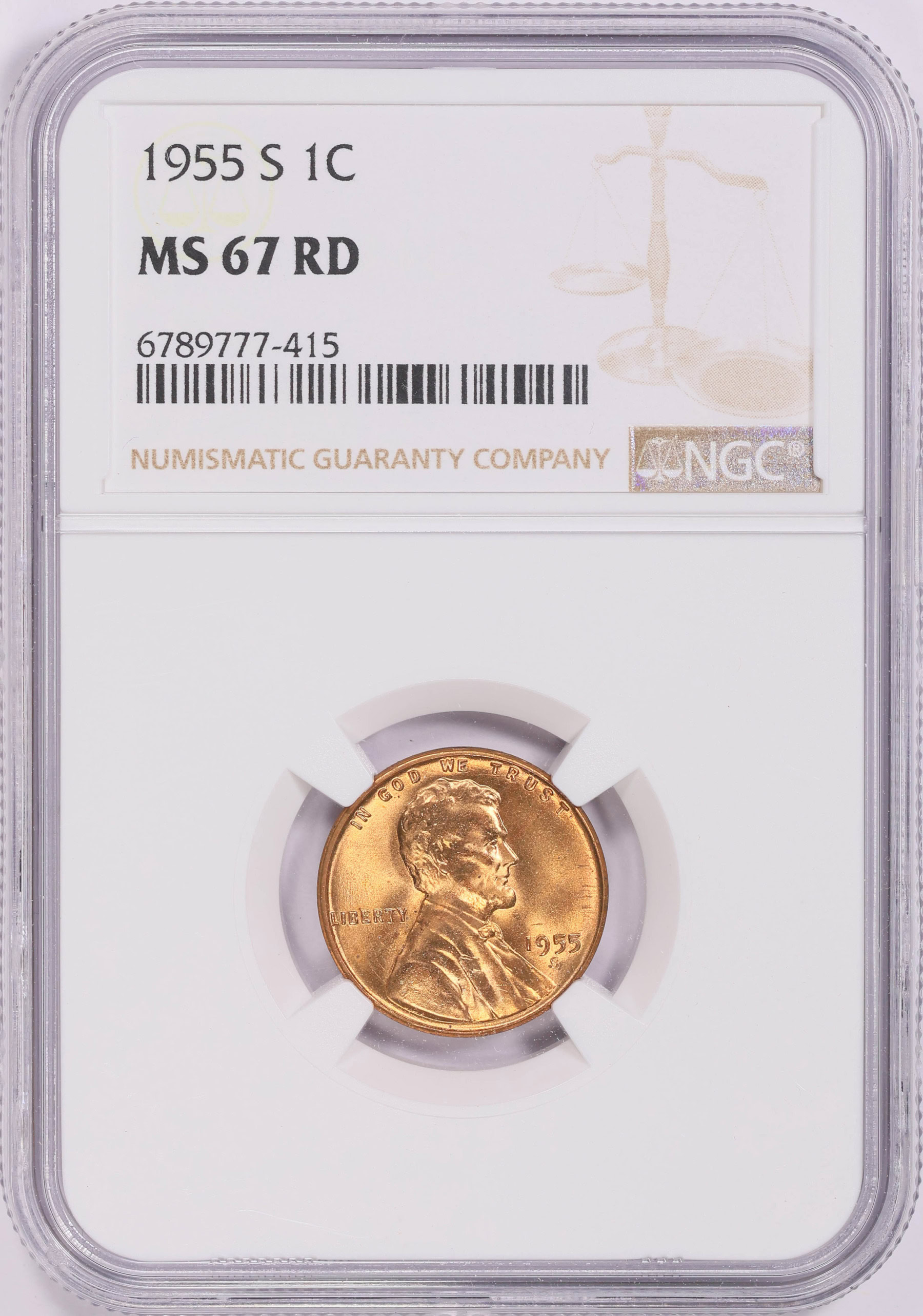 1955-S Lincoln Cent NGC MS-67 RD (Item 1613621) | GreatCollections Coin Auctions