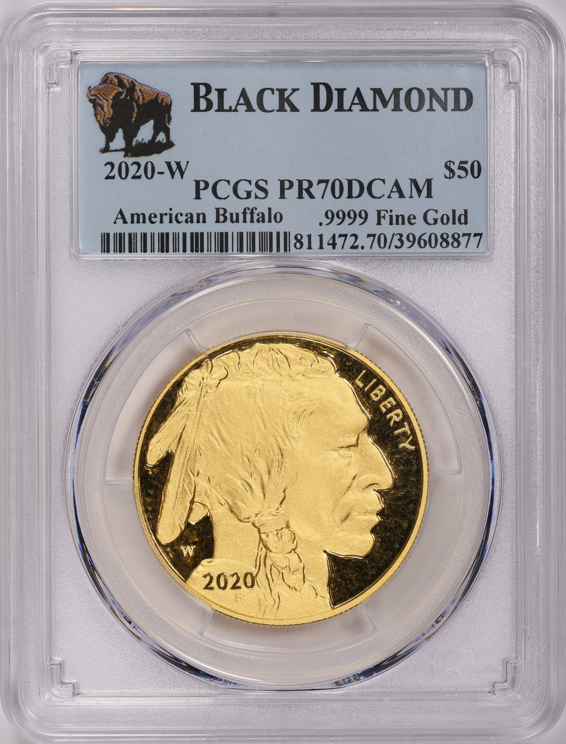 2020-W $50 One-Ounce Gold American Buffalo PCGS Proof-70 DCAM (Black Diamond Label) (Item ...