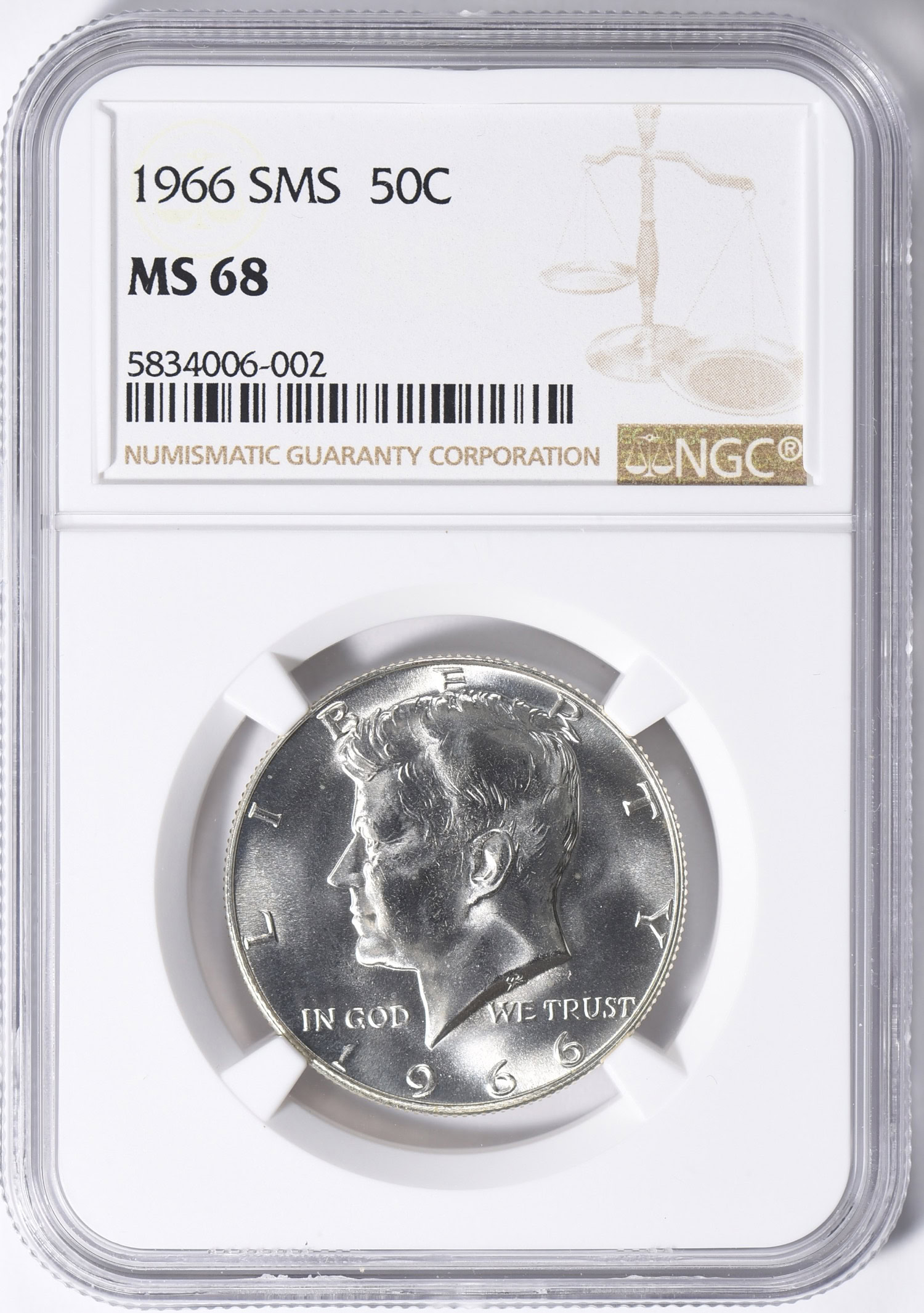 1966 Kennedy Half Dollar SMS NGC MS-68 (Item 1613914) | GreatCollections Coin Auctions