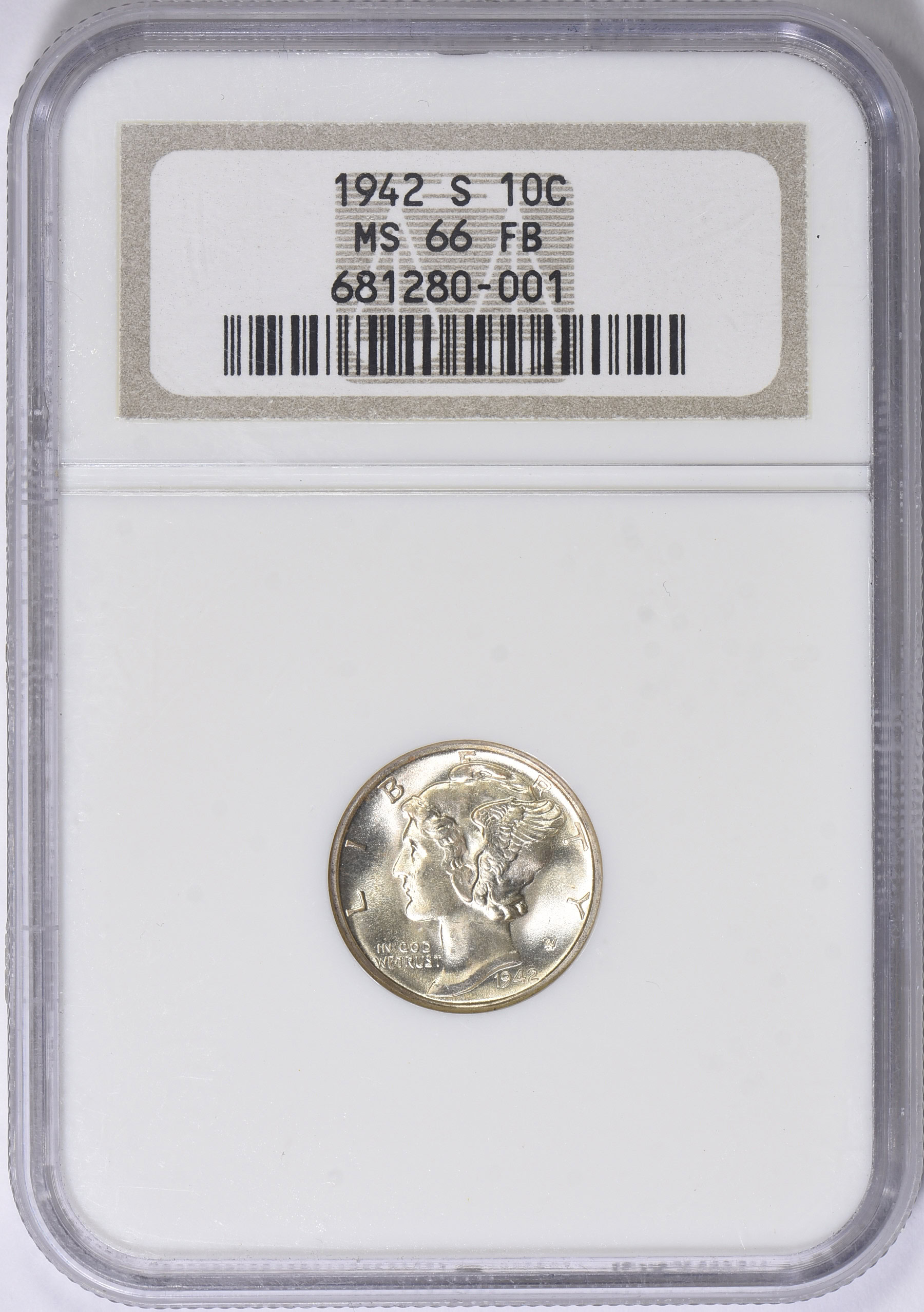 1942-S Mercury Dime NGC MS-66 FB (Item 1614023) | GreatCollections Coin Auctions
