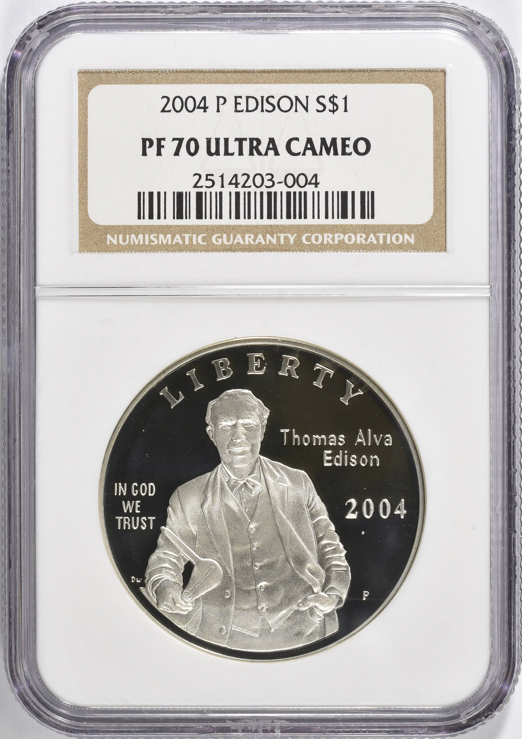 2004-P Thomas Alva Edison Silver Dollar NGC Proof-70 UC | NGC Cert ...