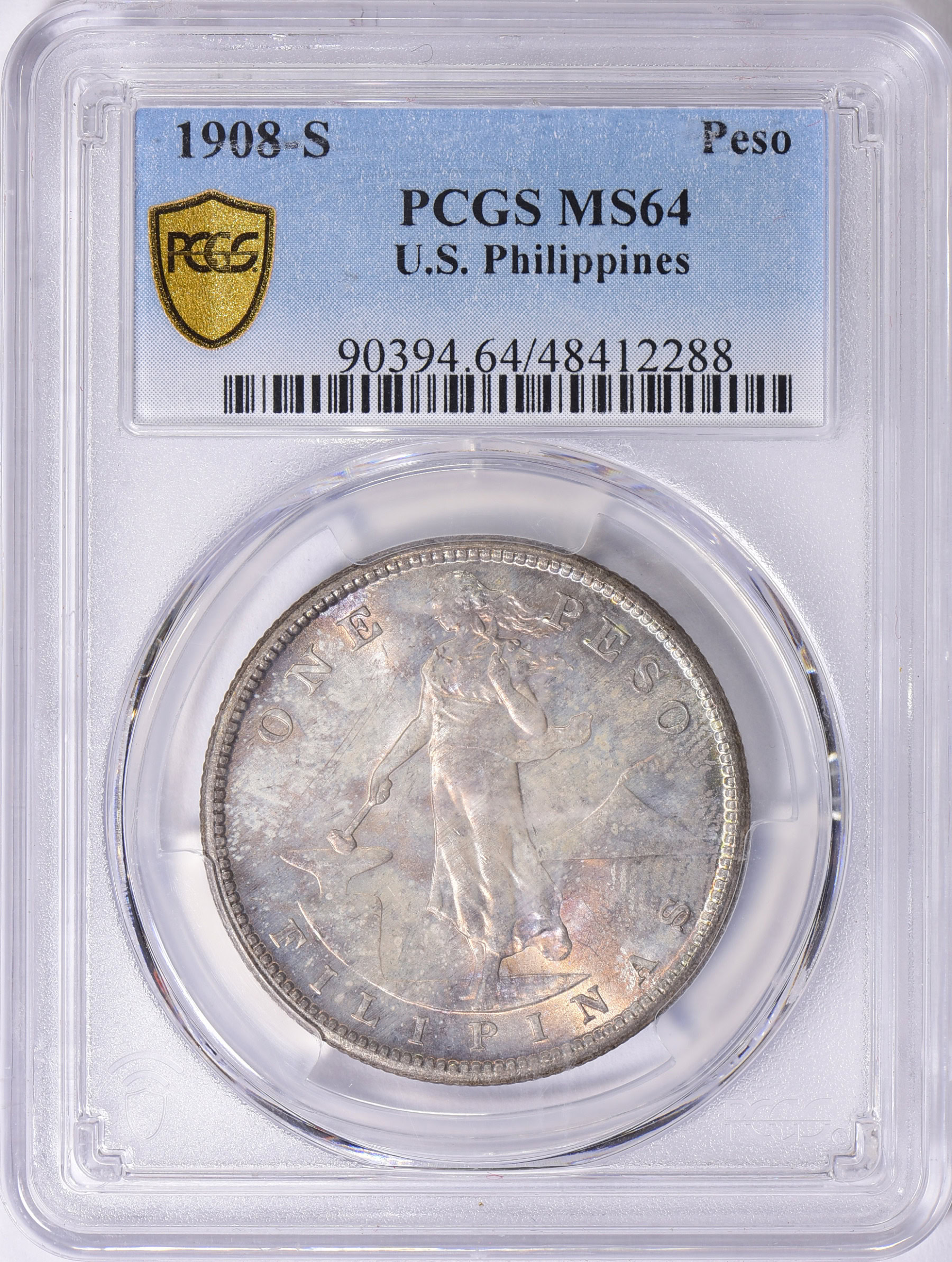 1908-S U.S. Philippines Peso PCGS MS-64 (Toned) (Item 1614855 ...