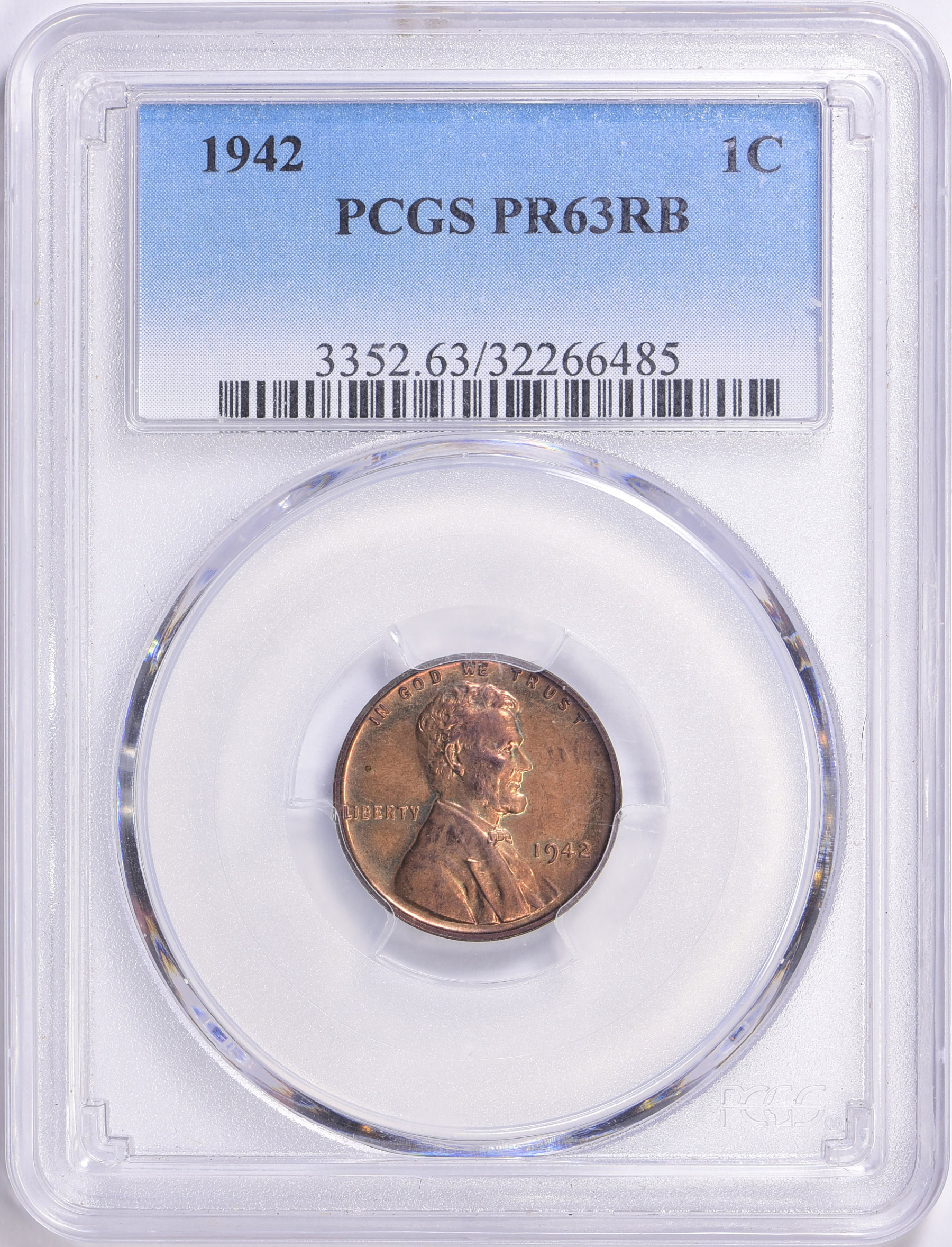 1942 Lincoln Cent PCGS Proof-63 RB (Item 1615264) | GreatCollections Coin Auctions