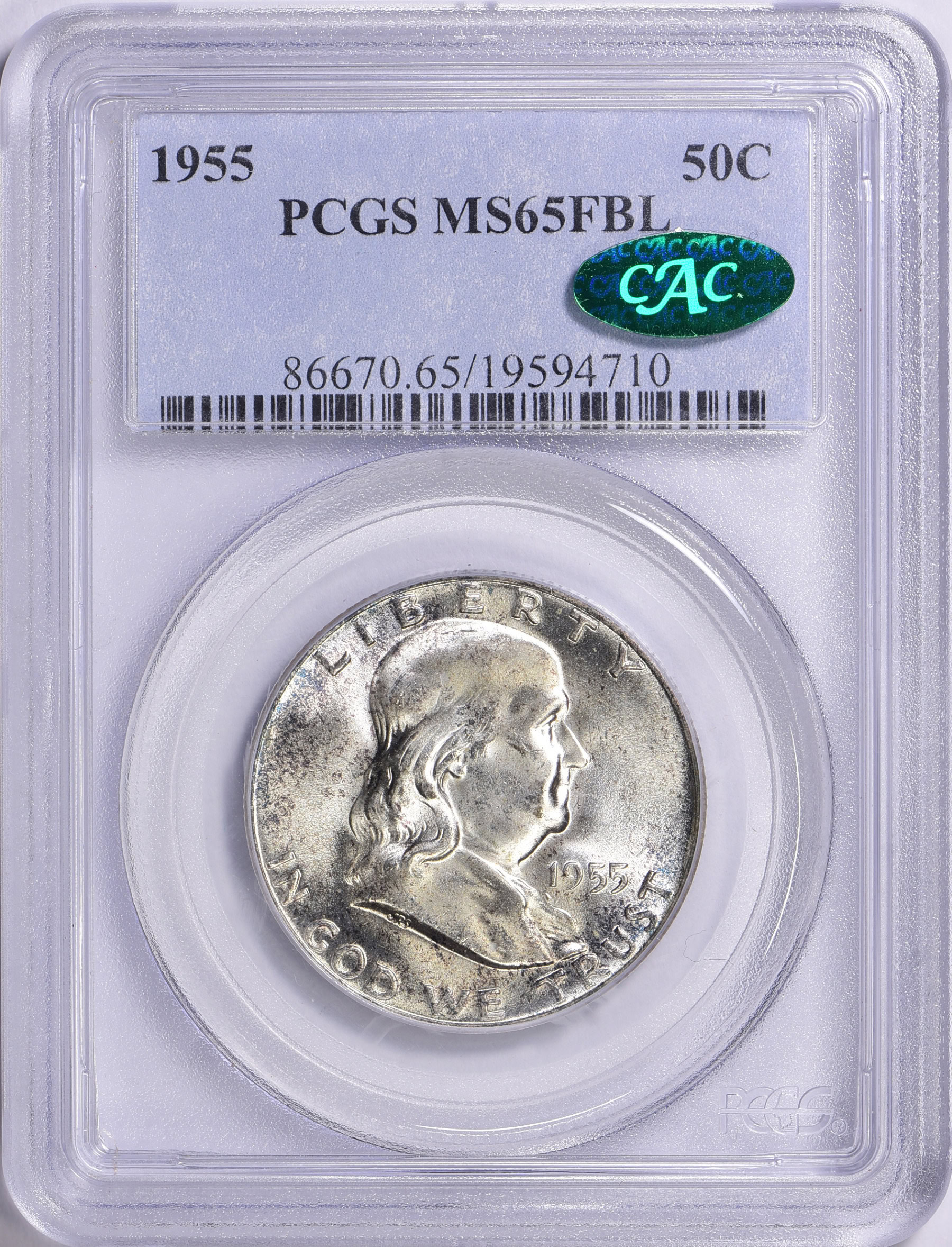 1955 Franklin Half Dollar PCGS MS-65 FBL (CAC Green) (Item 1615691 ...