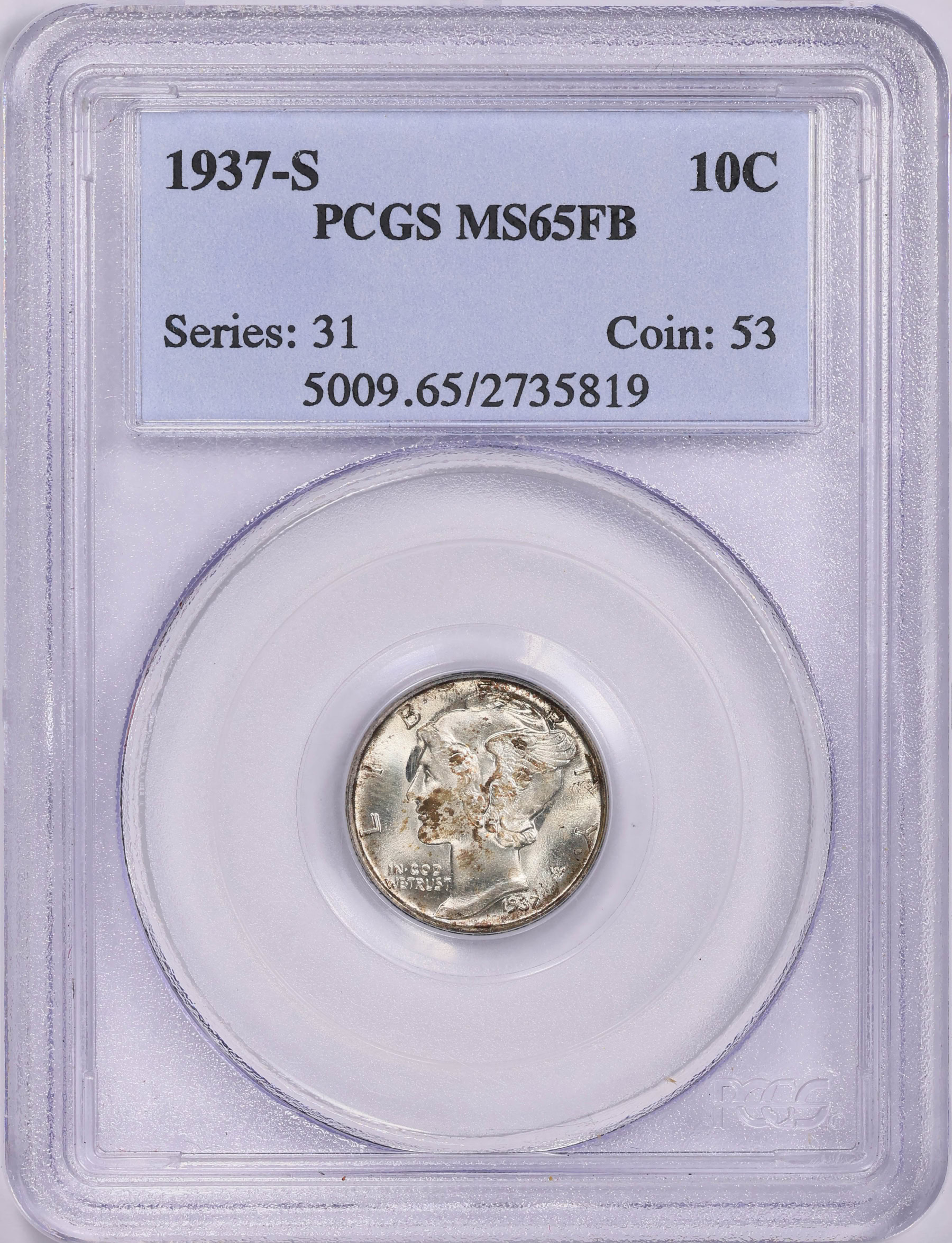 1937-S Mercury Dime PCGS MS-65 FB (Item 1615755) | GreatCollections Coin Auctions