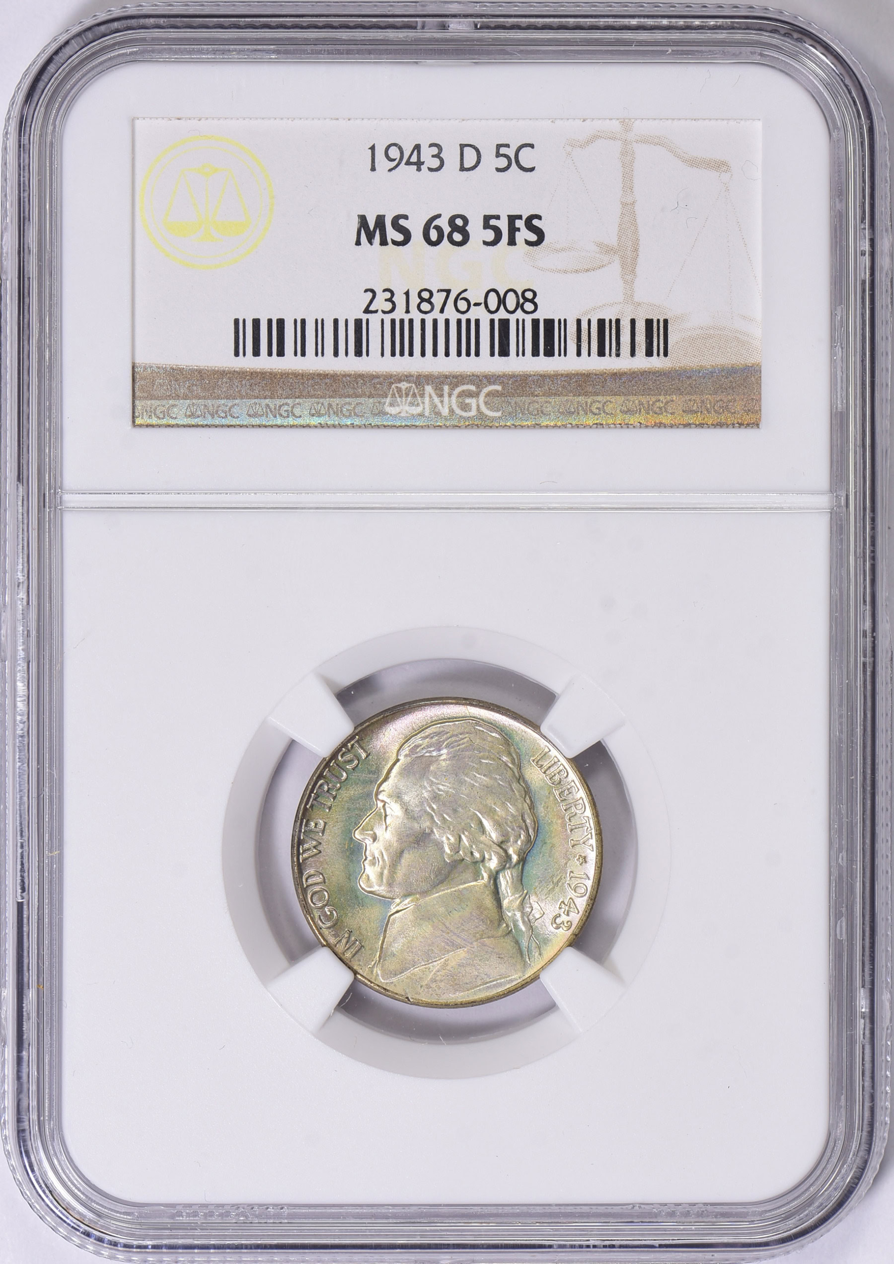 1943-D Jefferson Nickel NGC MS-68 5FS (Toned) (Item 1615817 ...