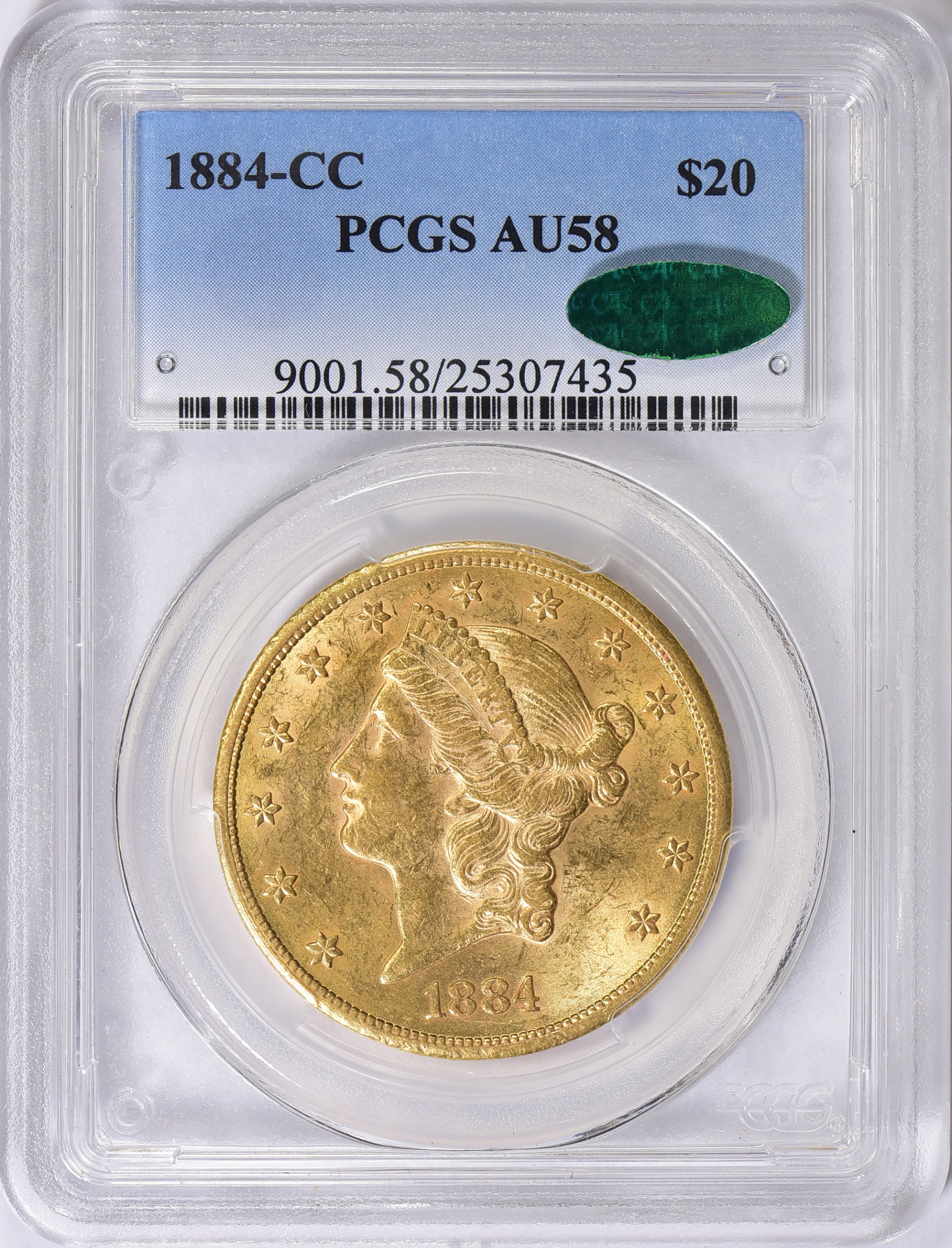 1884-CC Liberty Gold Double Eagle PCGS AU-58 (CAC Green) (Item 1616289) | GreatCollections Coin ...
