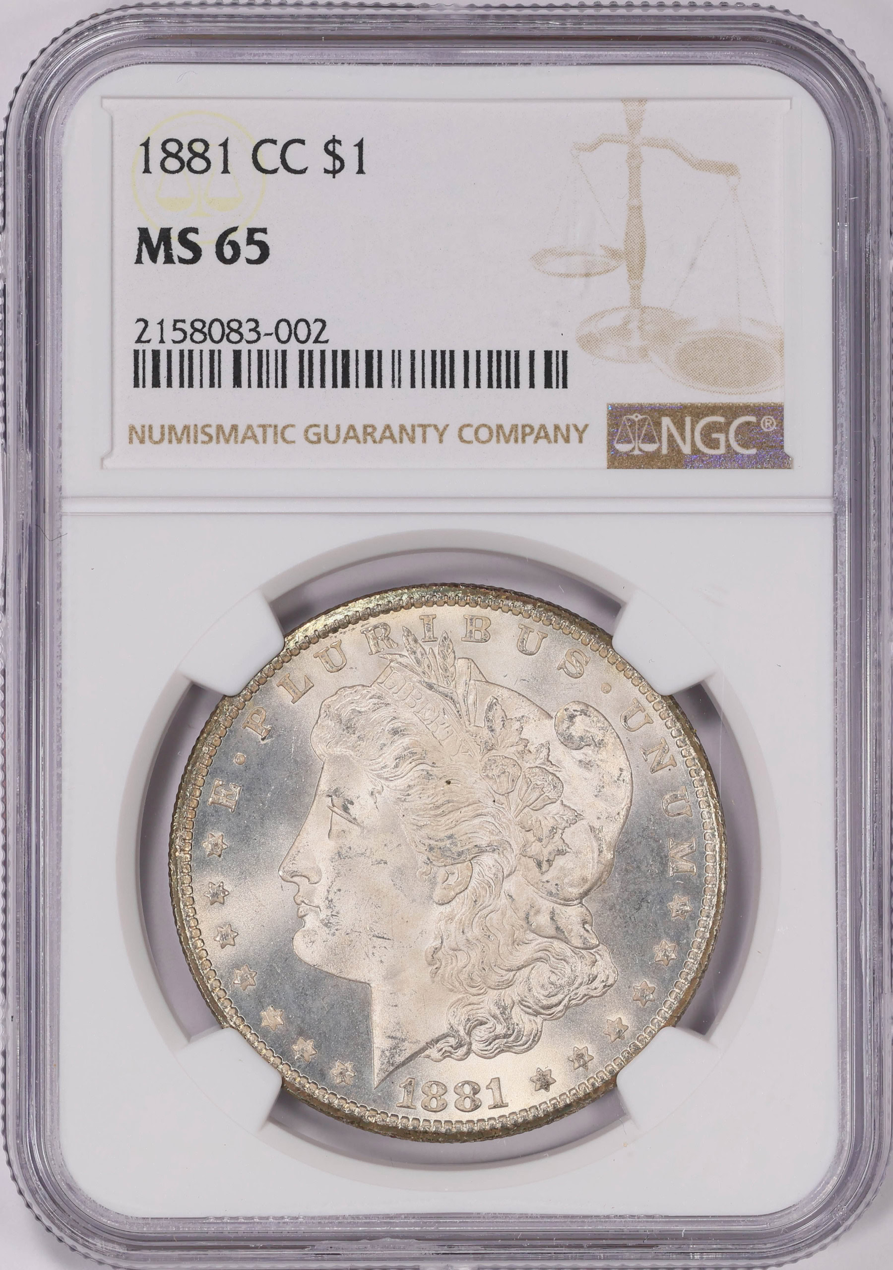 1881-CC Morgan Silver Dollar NGC MS-65 (Item 1616589) | GreatCollections Coin Auctions