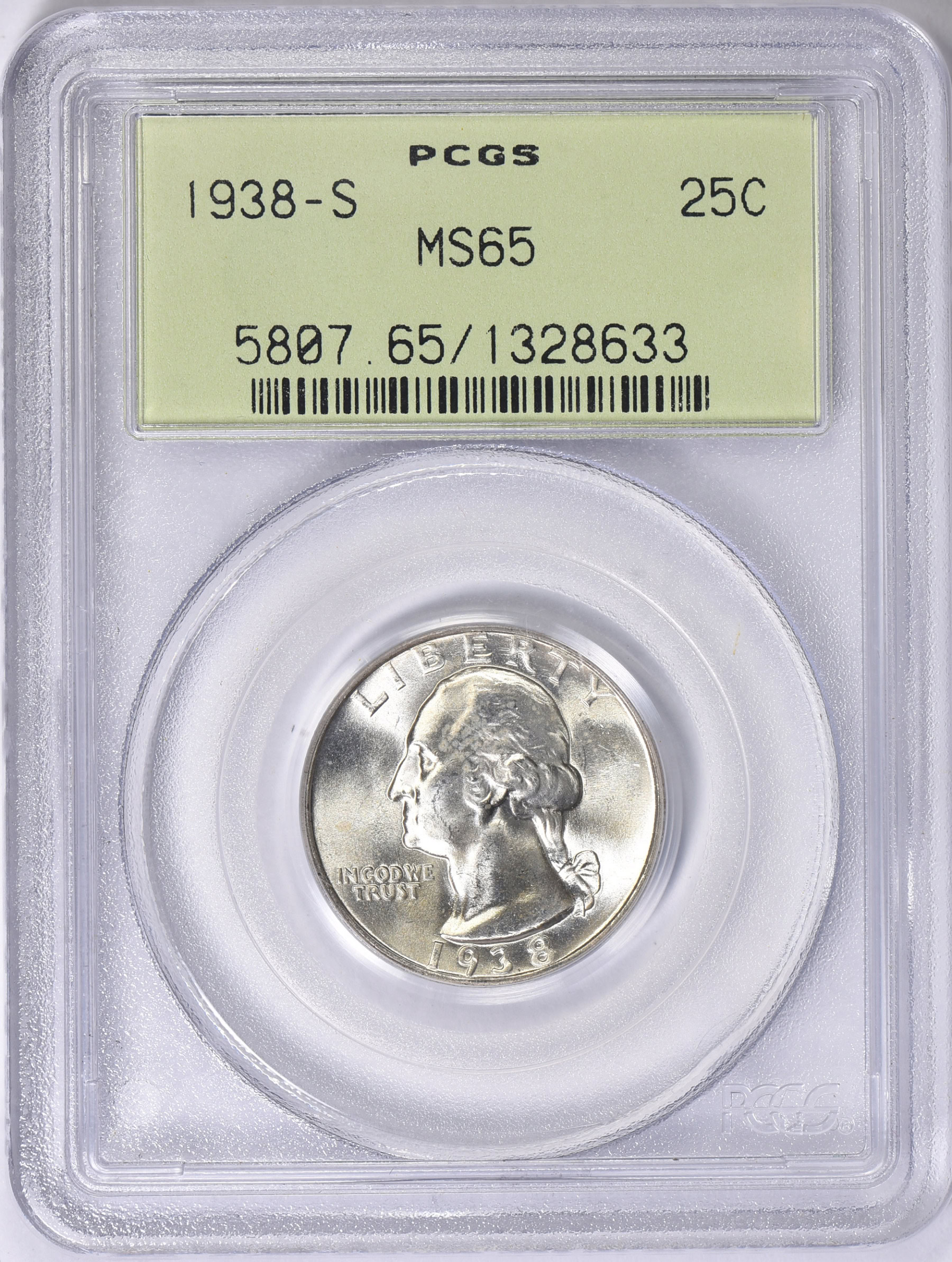 1938-S Washington Quarter PCGS MS-65 OGH (Item 1616959 ...